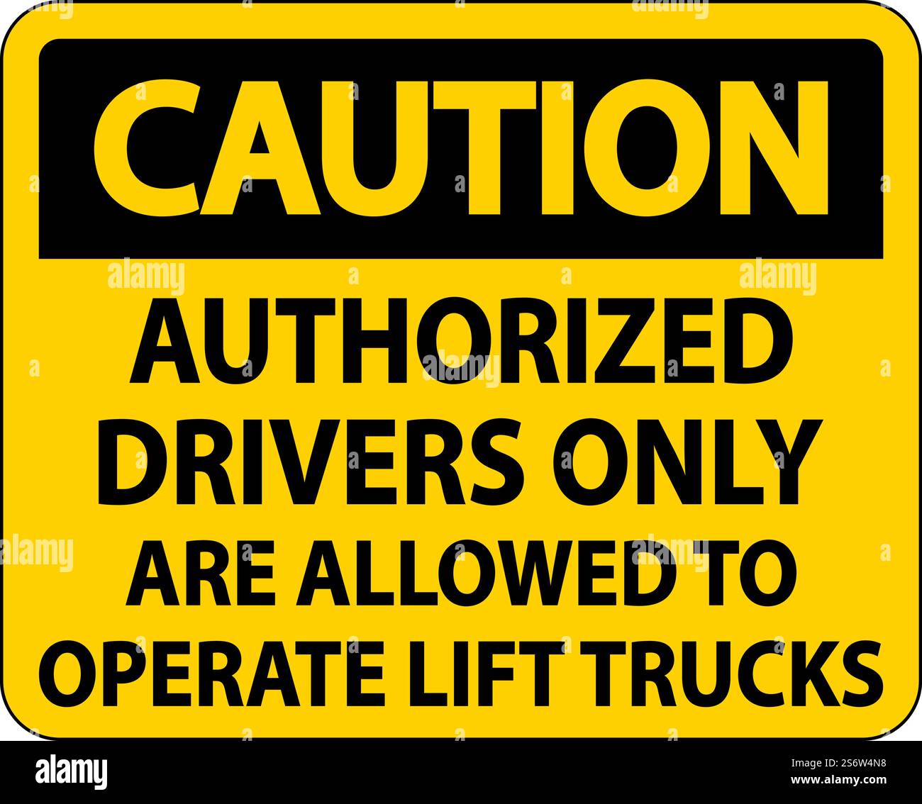 Caution Authorized Drivers Only Sign On White Background Stock Vector ...