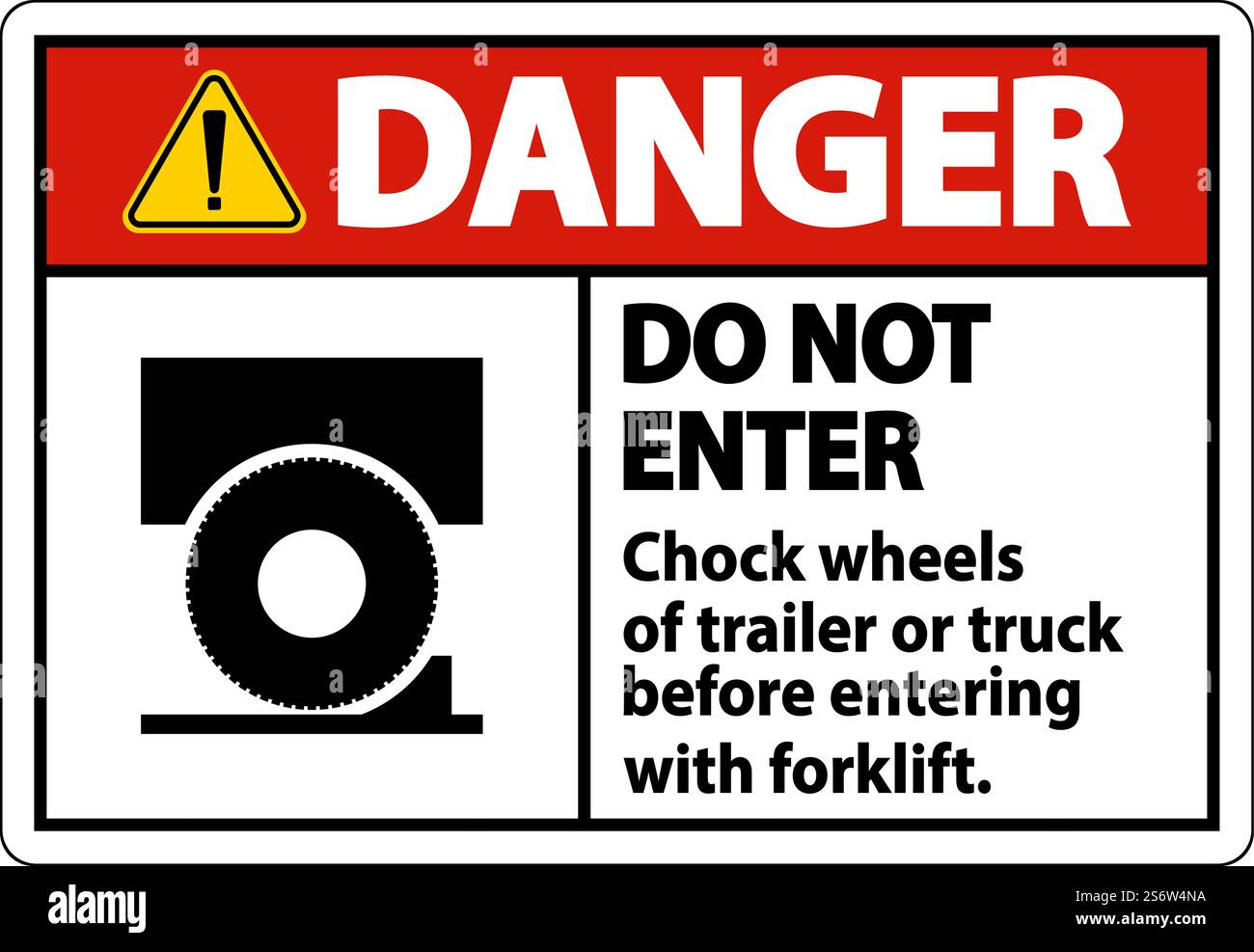 Danger Chock Wheels of Trailer Sign On White Background Stock Vector ...