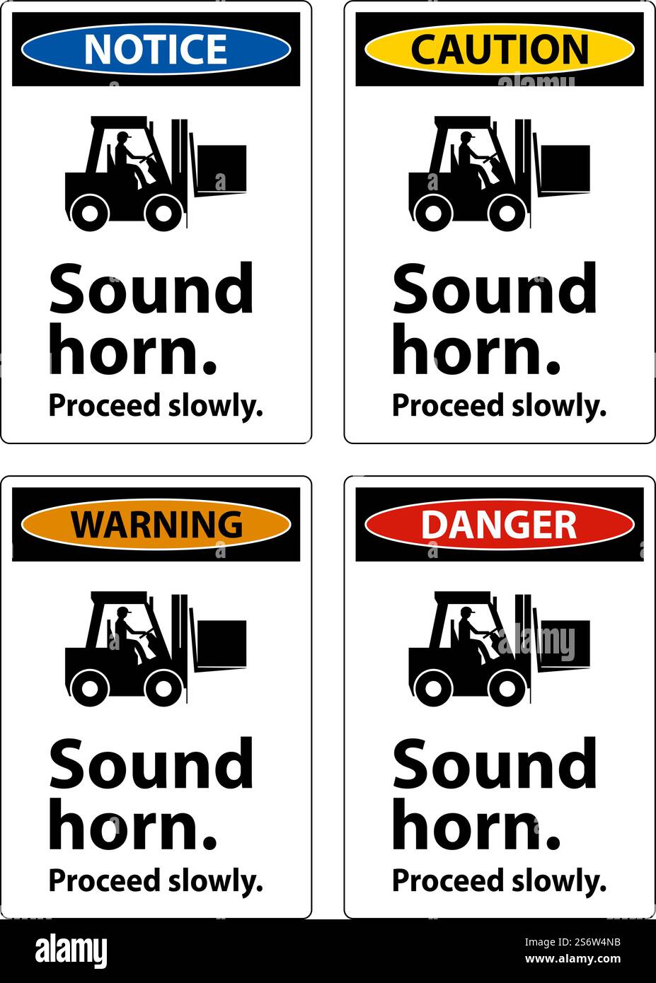 Caution Sound Horn Proceed Slowly Sign On White Background Stock Vector ...