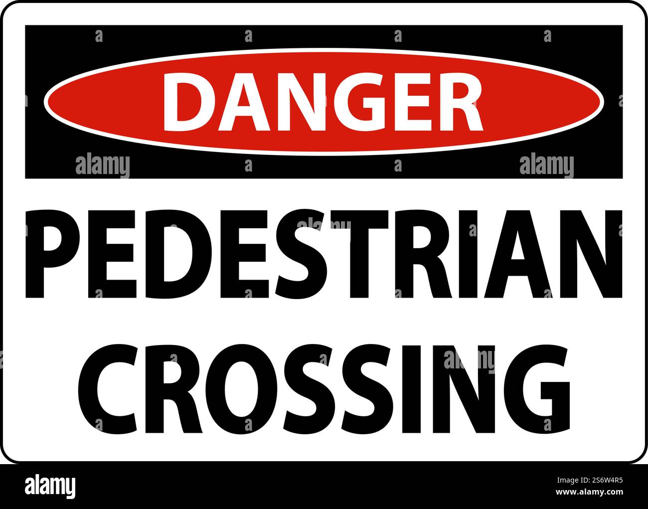 Danger Pedestrian Crossing Sign On White Background Stock Vector Image ...