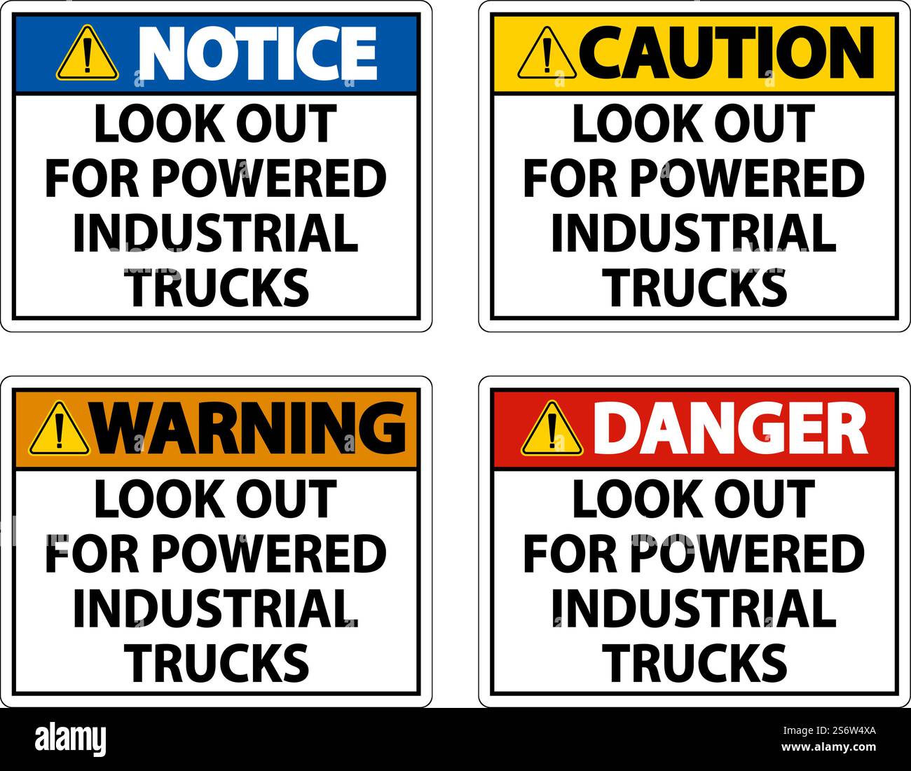 Caution Look Out For Trucks Sign On White Background Stock Vector Image ...