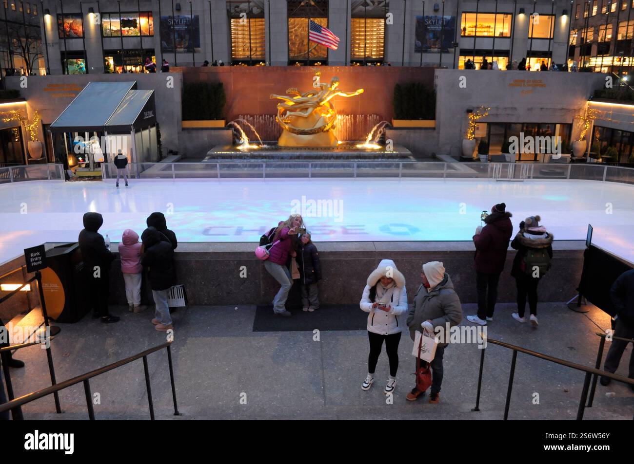 New York, United States. 16th Jan, 2025. People are seen by the ice ...