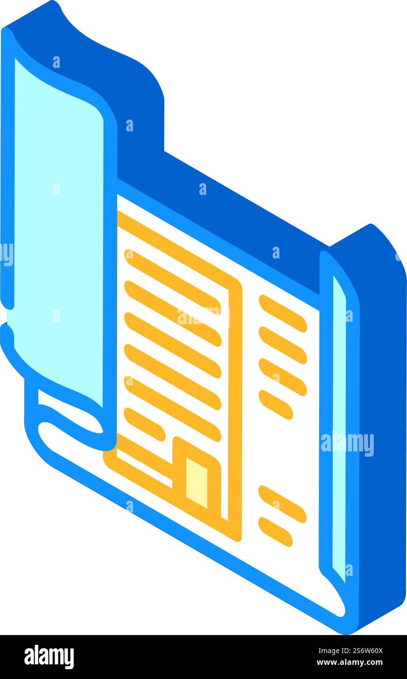 blueprint architect paperwork isometric icon vector. blueprint ...