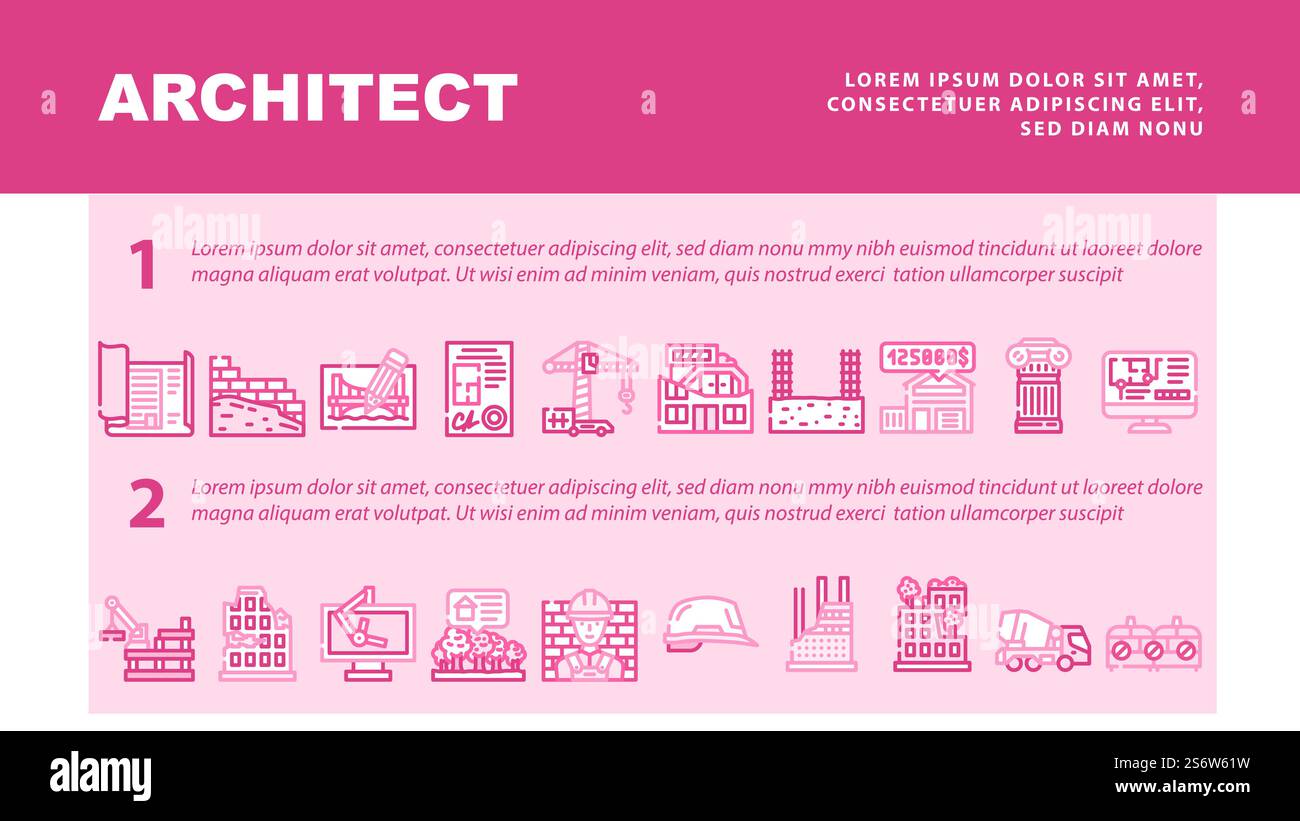 Architect Professional Occupation Landing Web Page Header Banner Template Vector. Architect ...