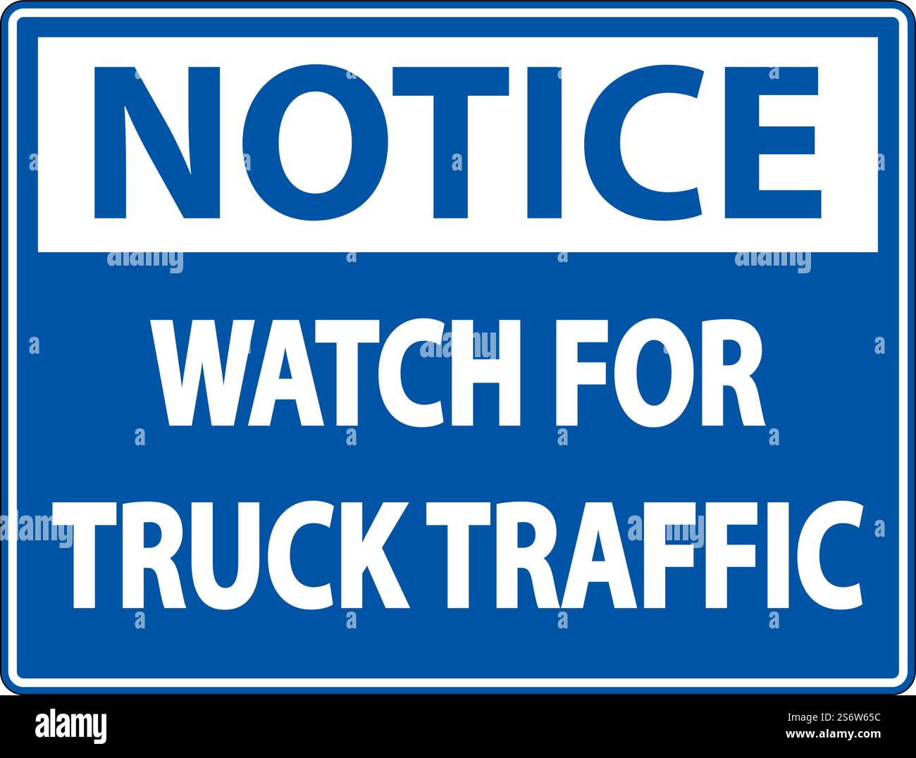 Notice Watch For Truck Traffic Sign On White Background Stock Vector ...