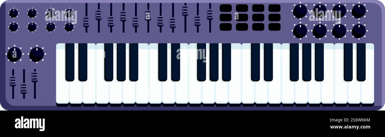 Synthesizer equipment icon cartoon vector. Dj keyboard. Studio ...