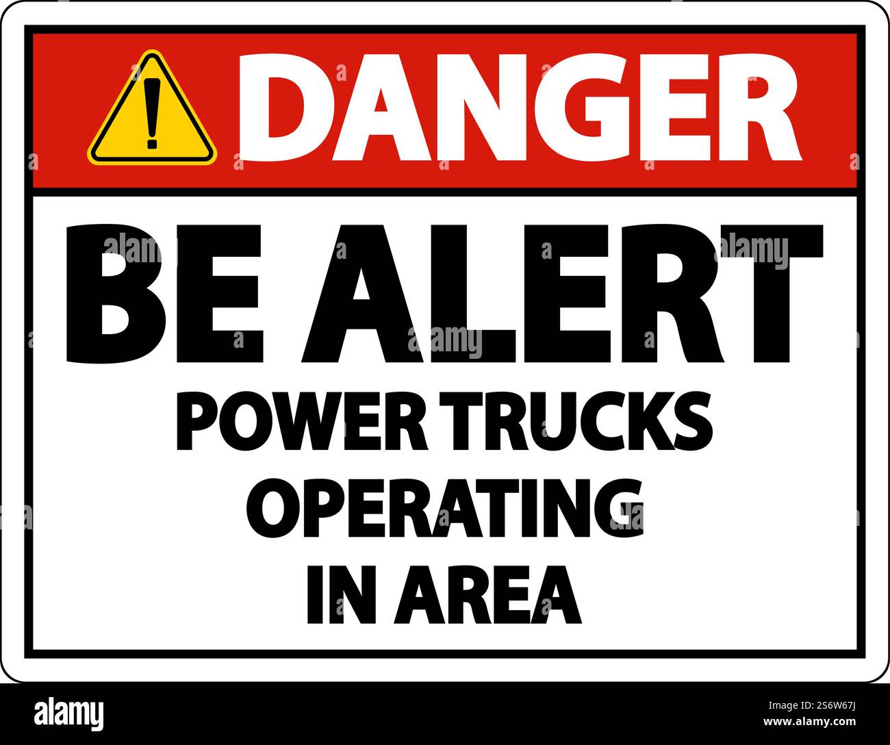 Danger Power Trucks Operating Sign On White Background Stock Vector ...