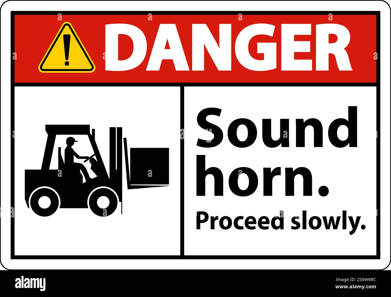 Danger Sound Horn Proceed Slowly Sign On White Background Stock Vector ...