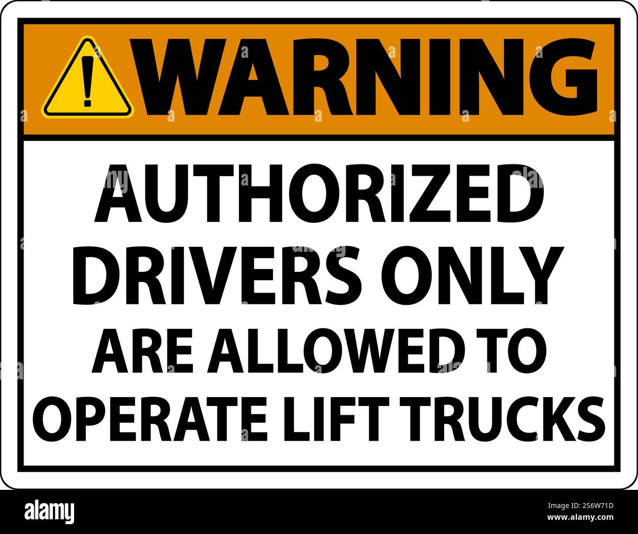 Warning Authorized Drivers Only Sign On White Background Stock Vector ...