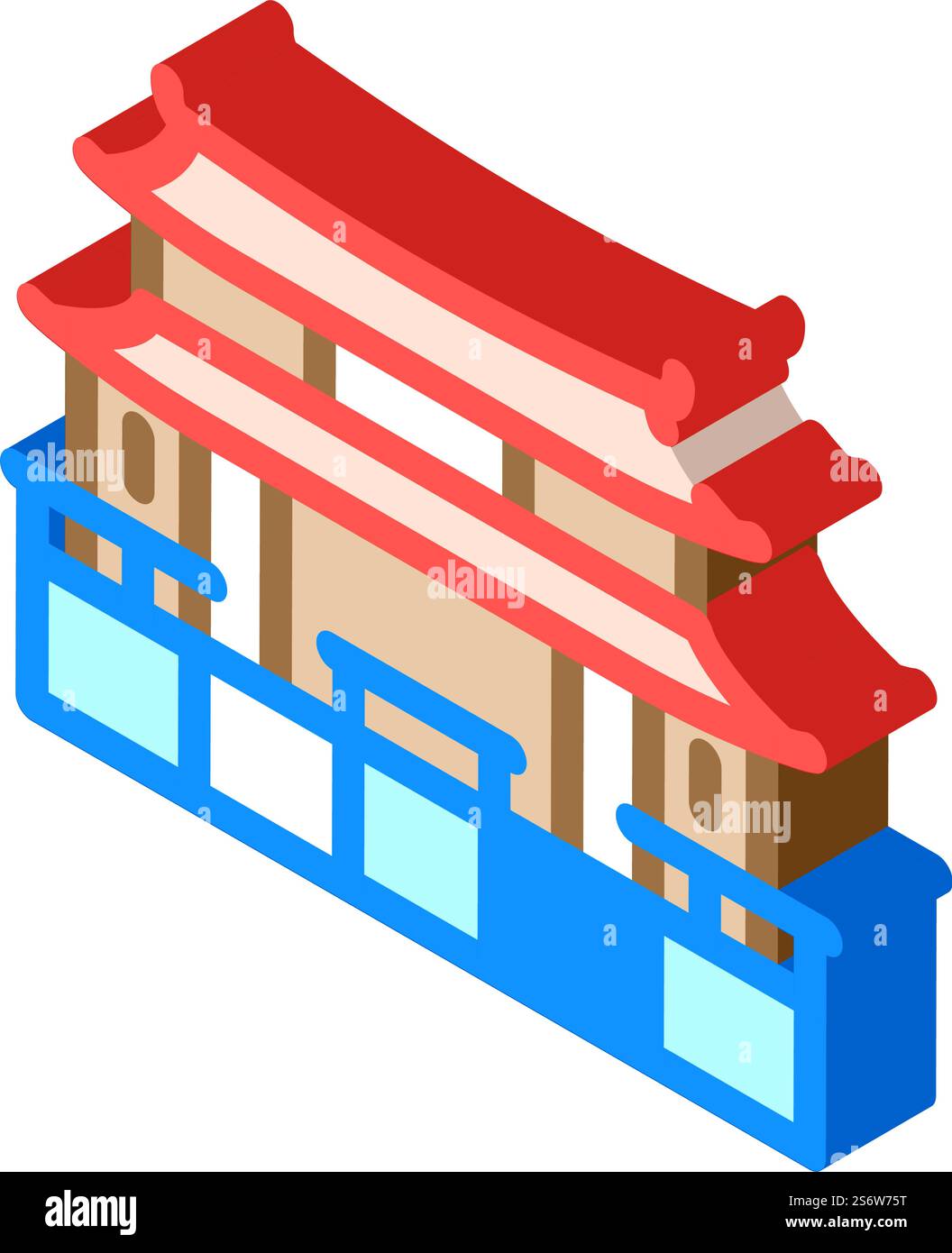 traditional chinese temple isometric icon vector. traditional chinese ...