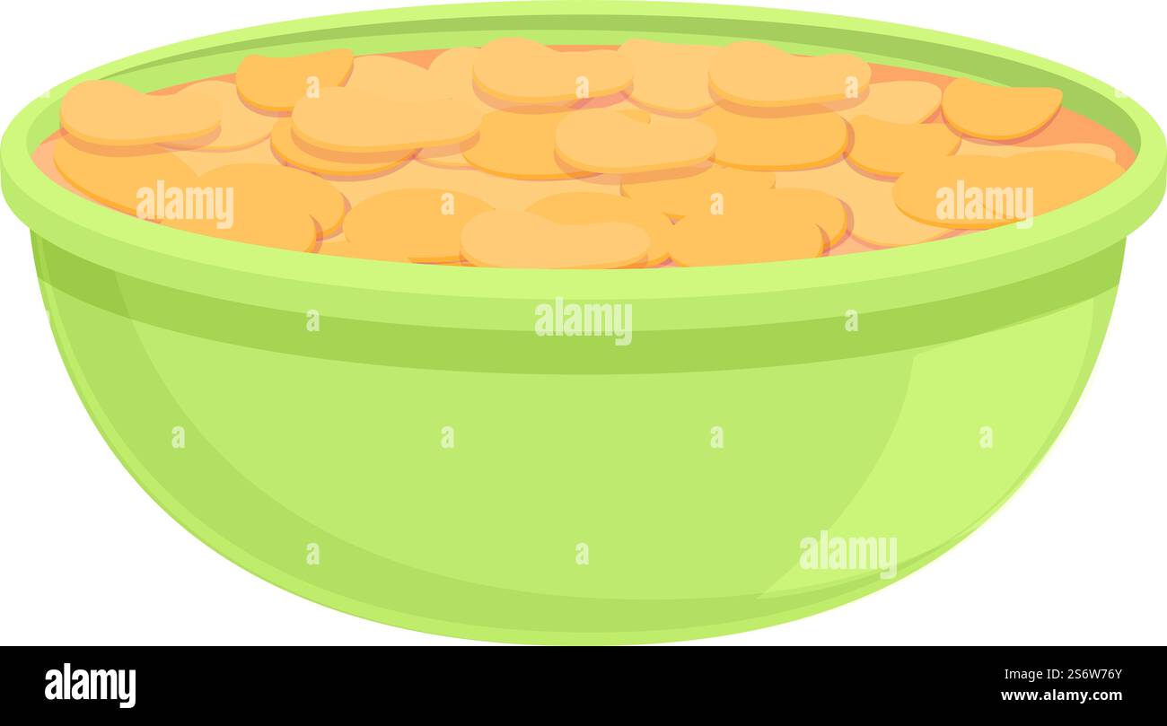 Milk cereal breakfast icon cartoon vector. Corn bowl. Muesli flakes ...