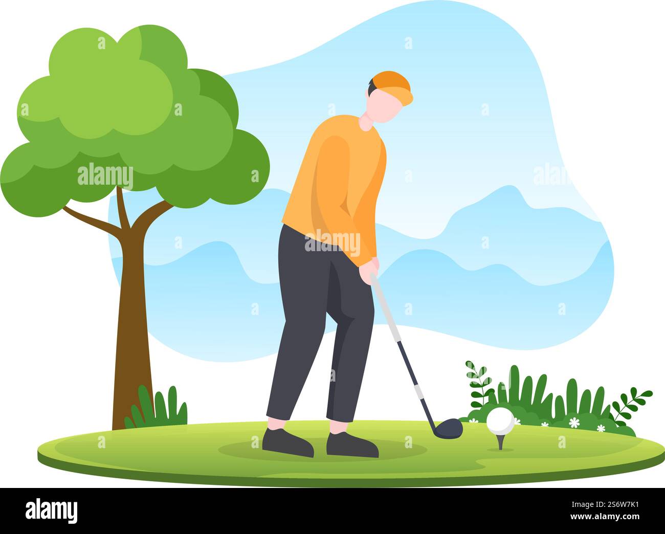 Playing Golf Sport with Flags, Sand Ground, Sand Bunker and Equipment ...