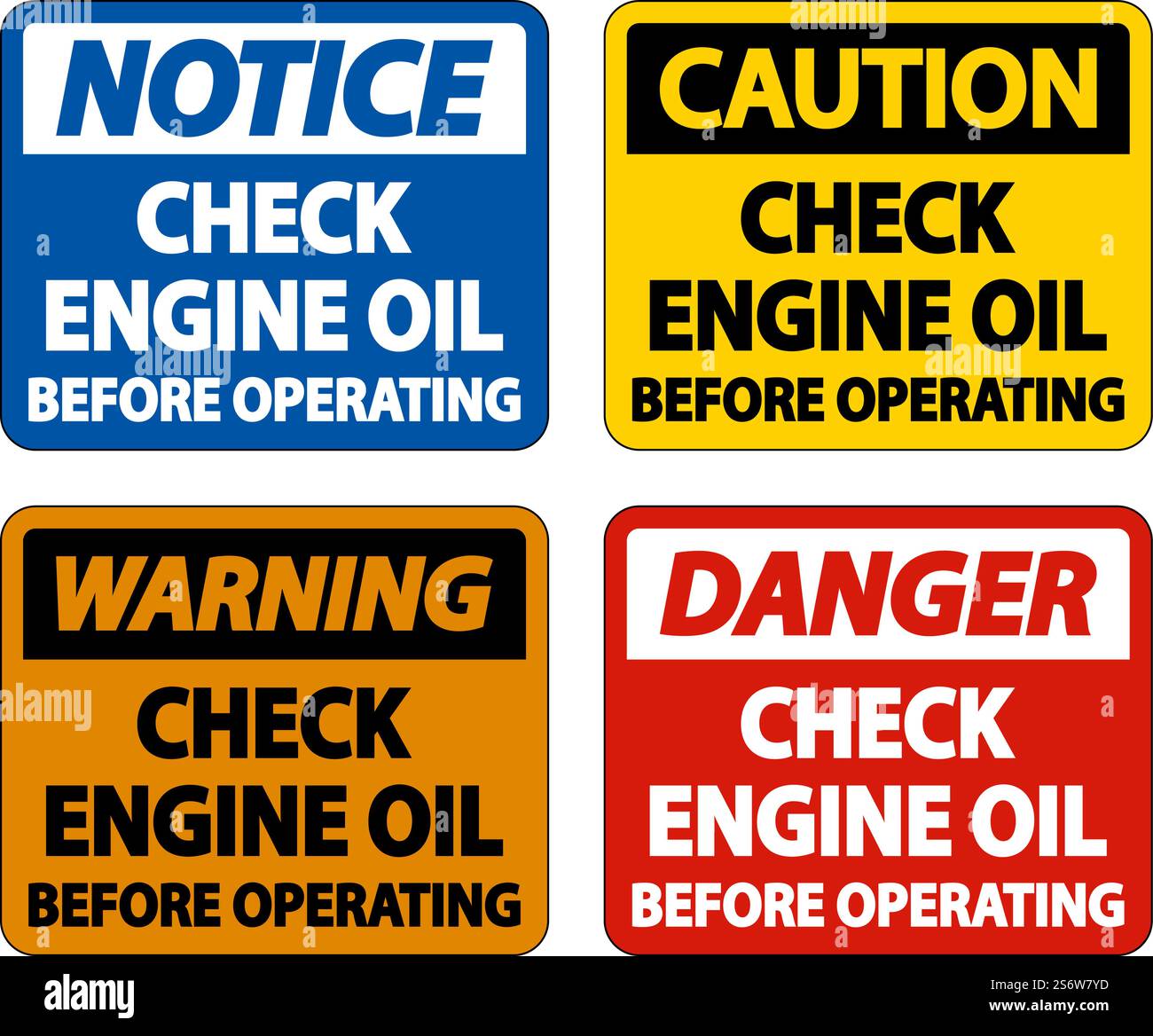 Check Oil Before Operating Label Sign On White Background Stock Vector ...