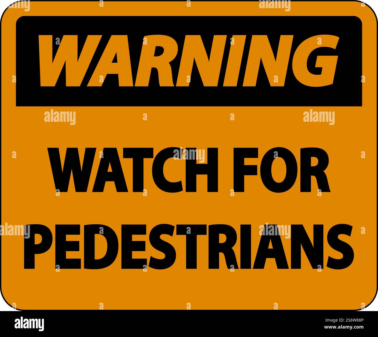 Warning Watch For Pedestrians Label Sign On White Background Stock ...
