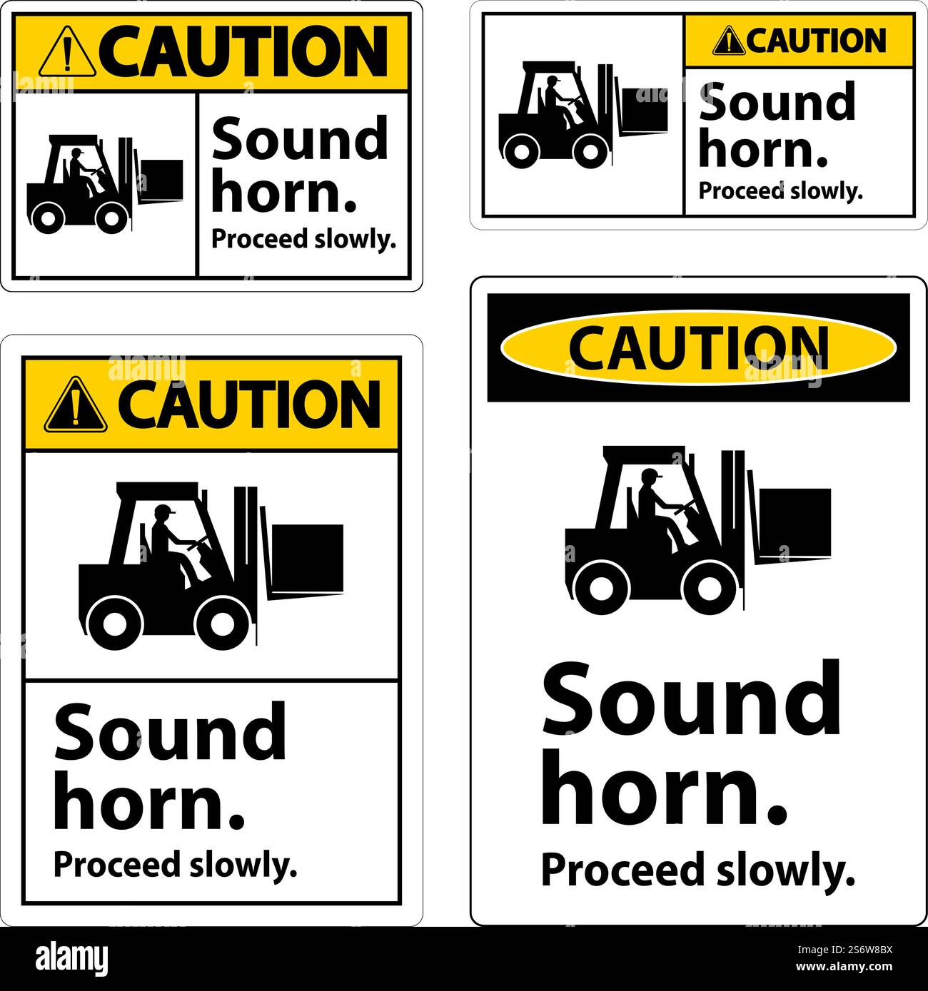 Caution Sound Horn Proceed Slowly Sign On White Background Stock Vector ...