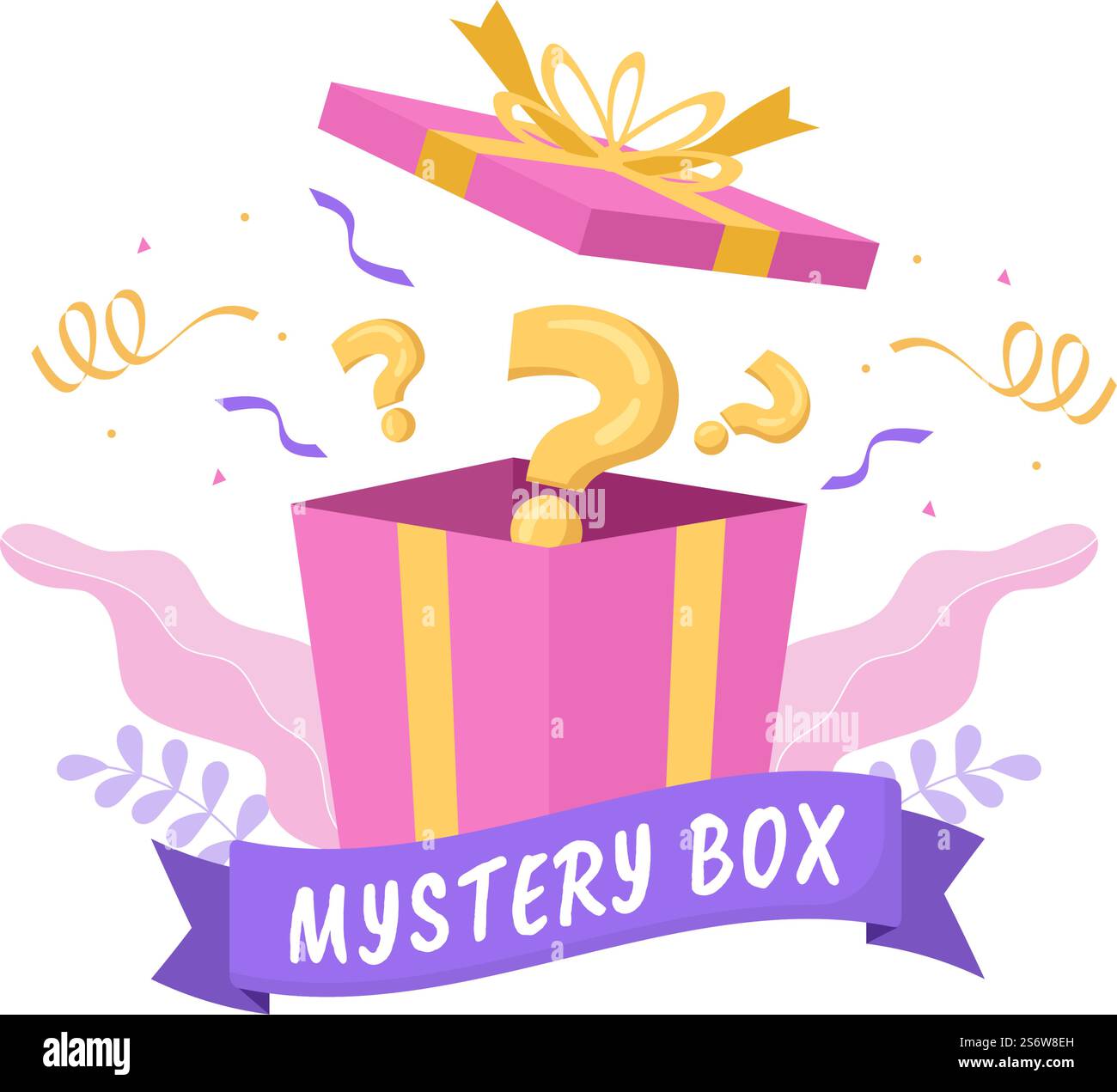Mystery Gift Box with Cardboard Box Open Inside with a Question Mark ...