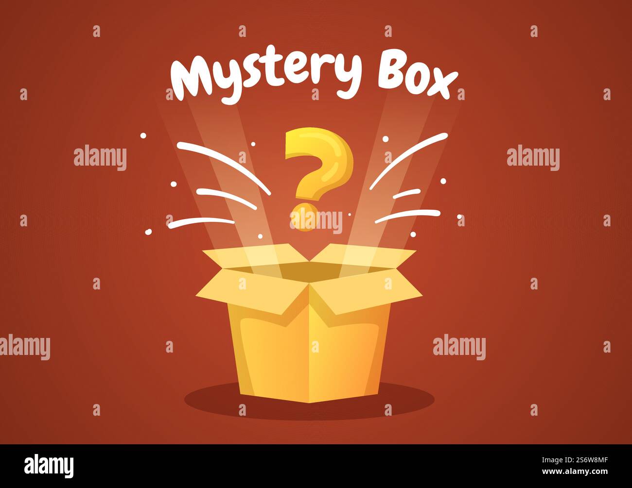 Mystery Gift Box with Cardboard Box Open Inside with a Question Mark ...