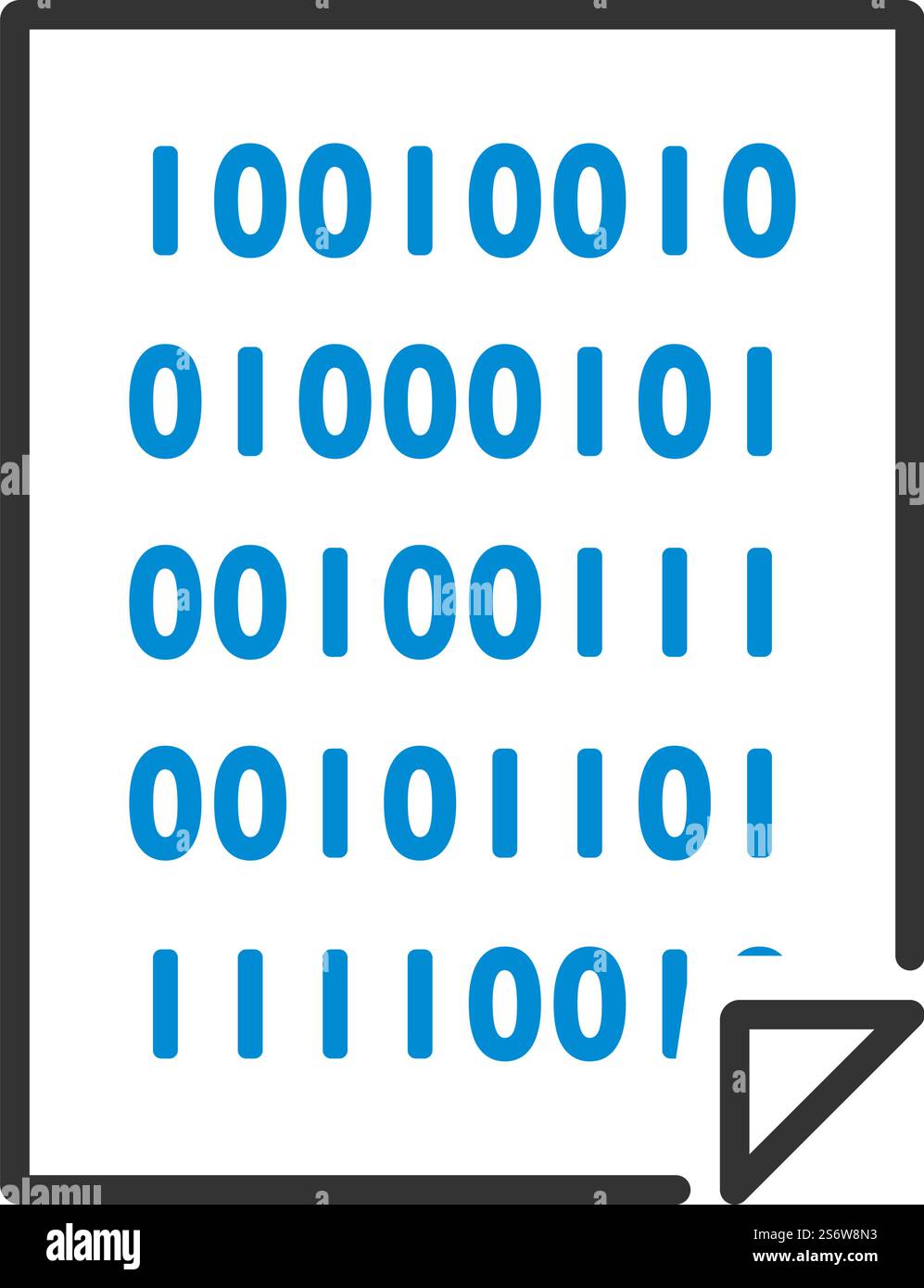Sheet With Binary Code Icon. Editable Bold Outline With Color Fill ...
