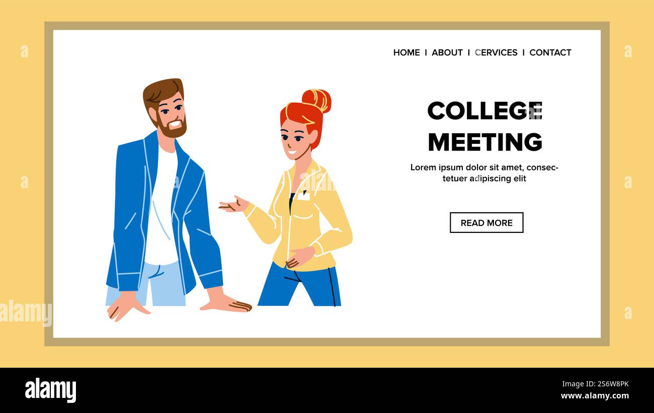 College Meeting Students Communication Vector. Boy And Girl Discussing ...