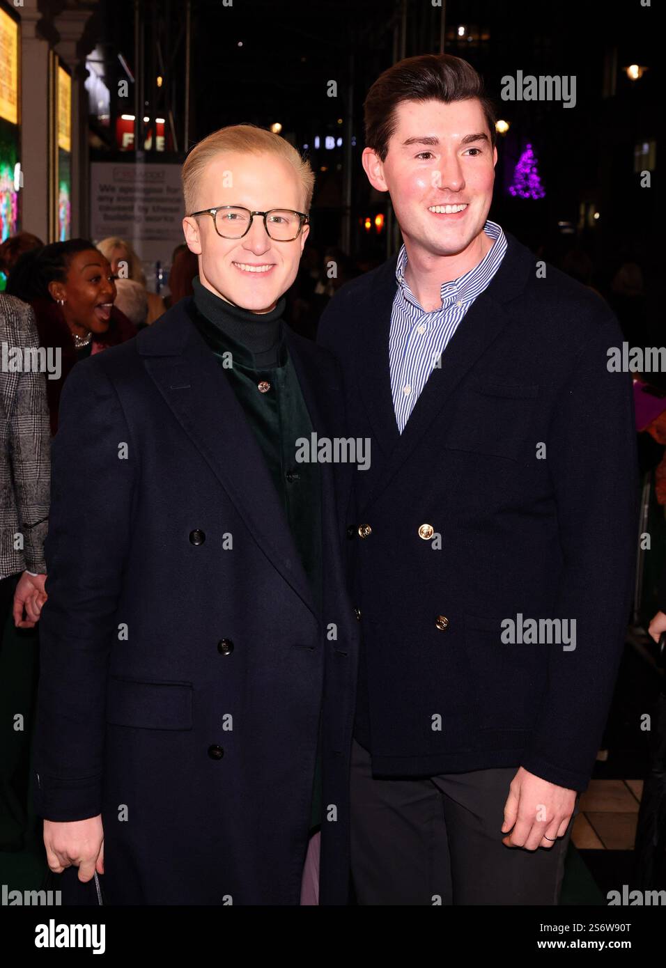 London, UK. William Hanson and Mikey Worrall at a Christmas pantomime ...