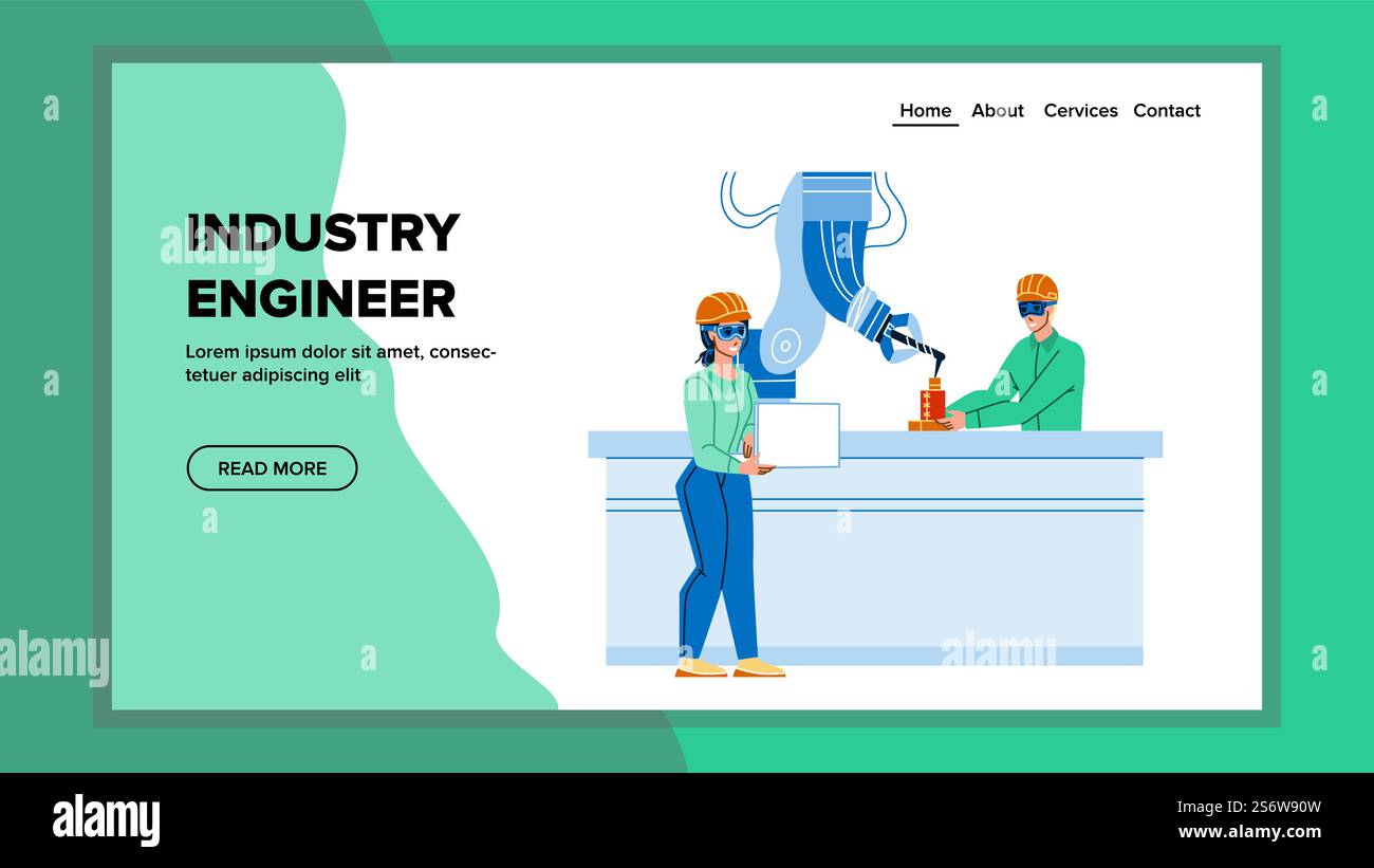 Industry Engineer Working With Factory Tool Vector. Industry Engineer ...