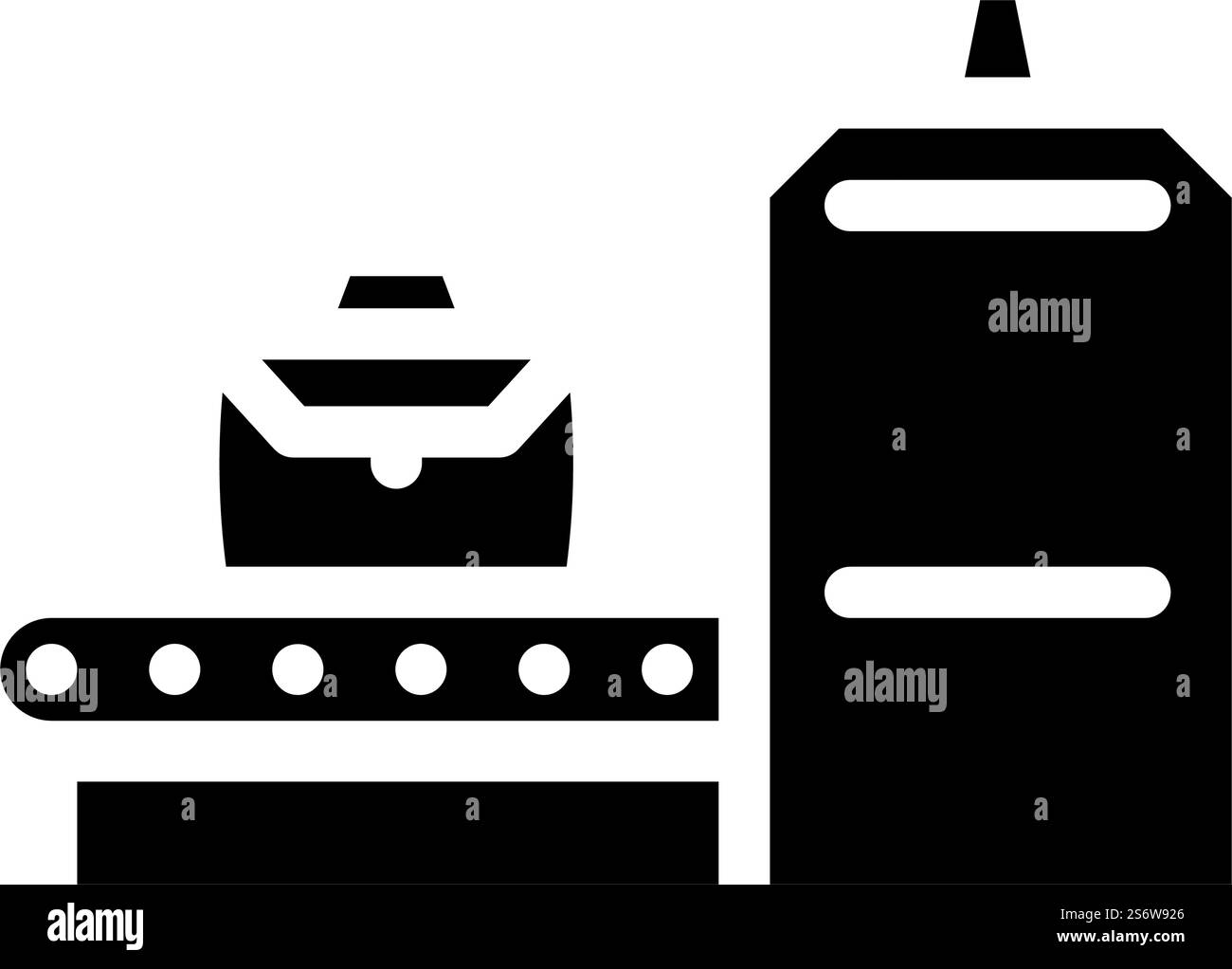 x-ray equipment for scanning baggage glyph icon vector. x-ray equipment ...