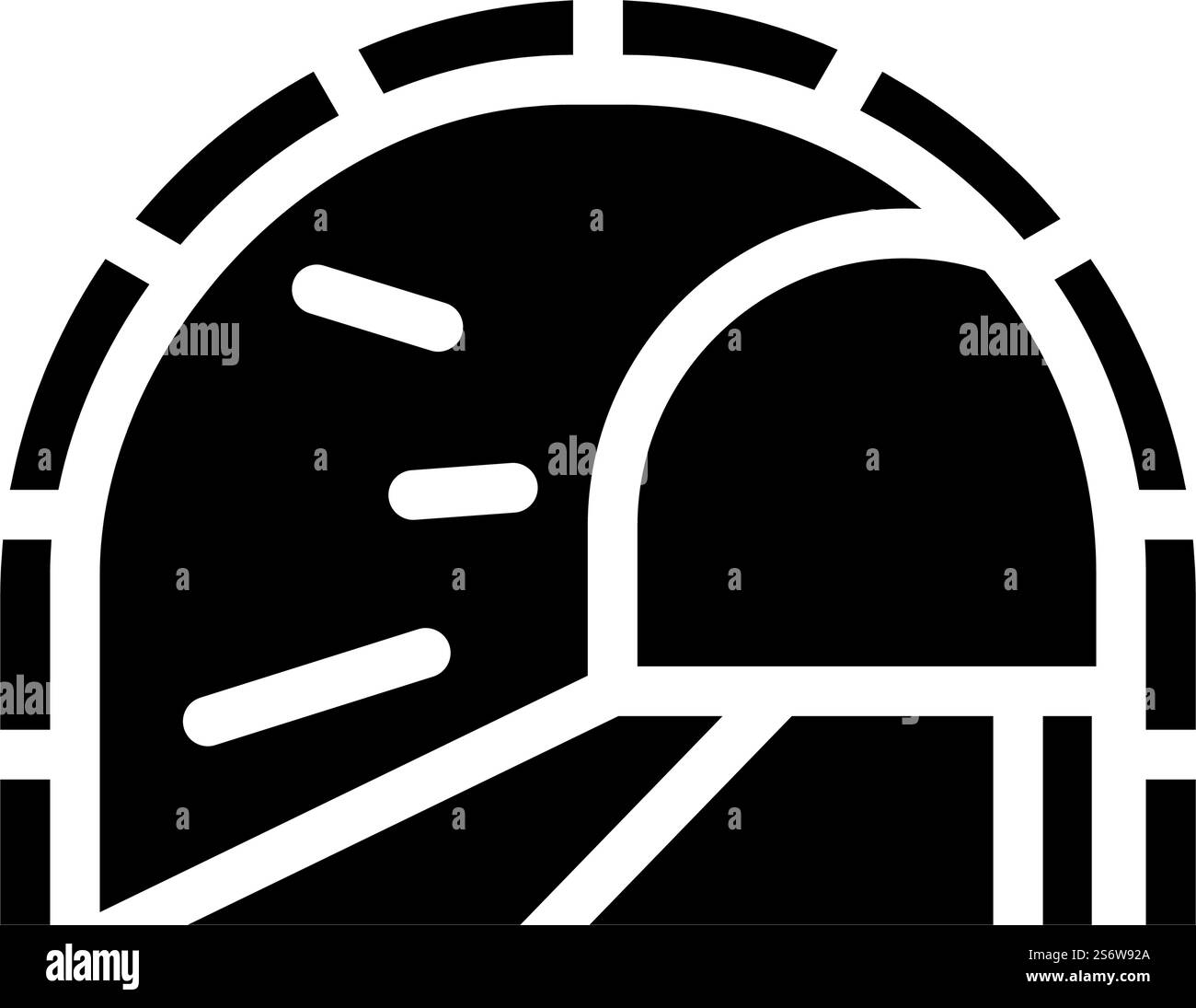 tunnel with railway glyph icon vector. tunnel with railway sign ...