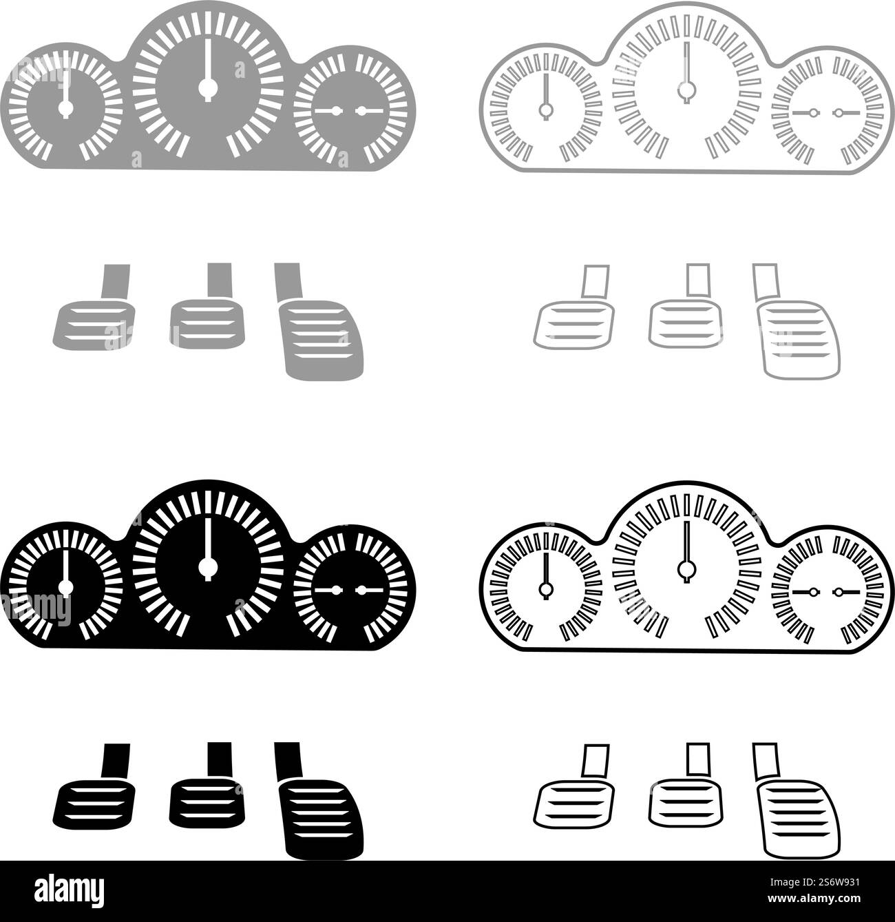 Dashboard pedals set icon grey black color vector illustration image simple solid fill outline ...