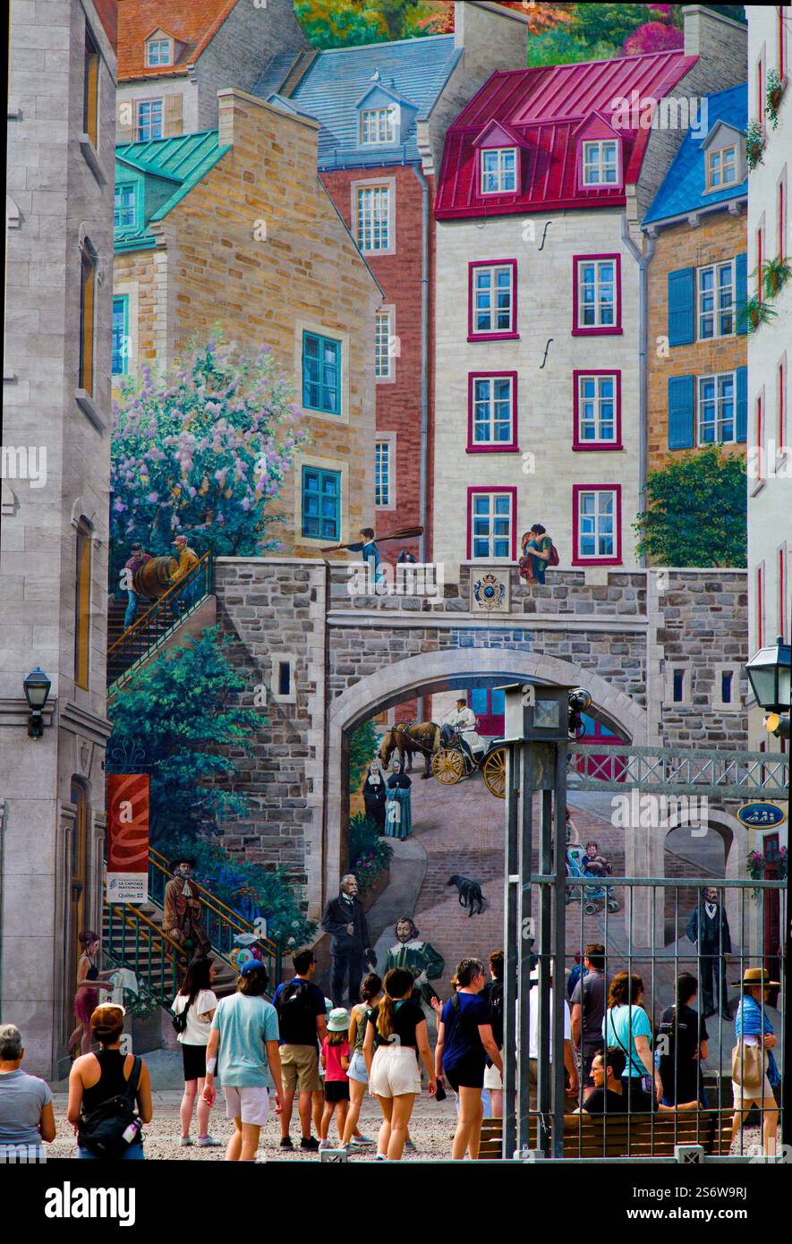 Quebec City, Canada, people, street scene, North America, Fresque des ...