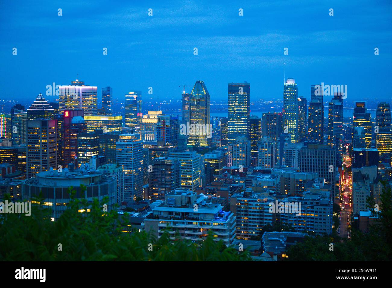 panoramic view, skyline, Montreal, skyscrapers, night, panorama, Quebec ...