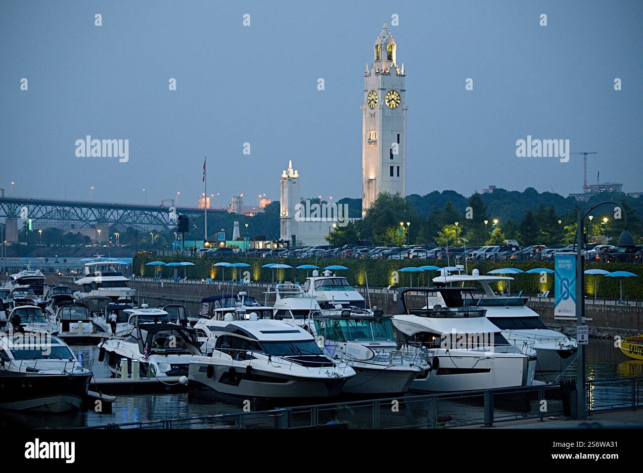 boats, Montreal, Clock Tower, Quebec, Canada, Vieux Port, harbor Stock ...