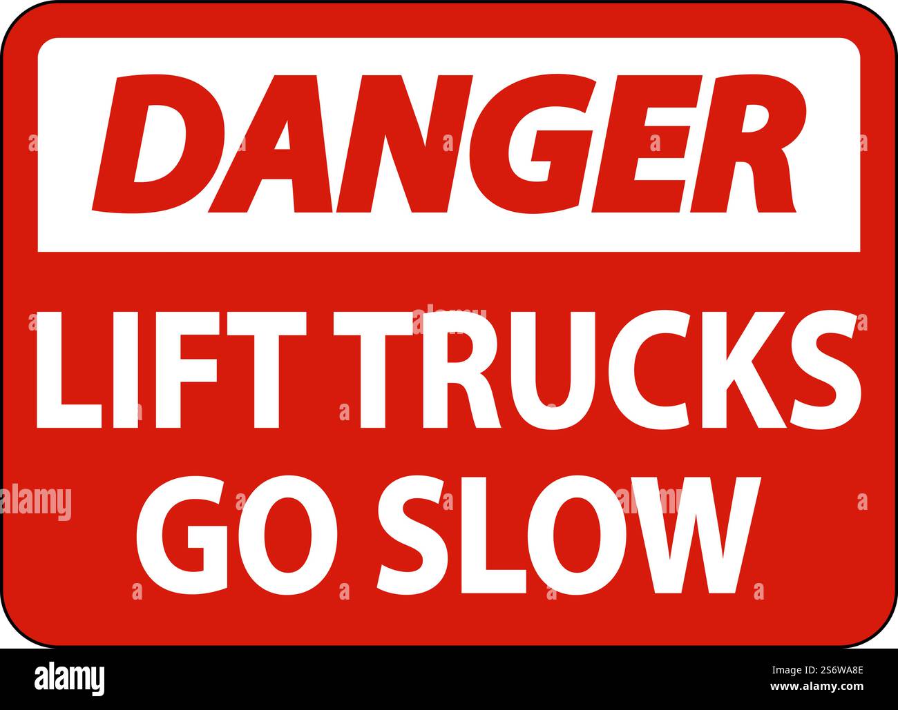 Danger Lift Trucks Go Slow Sign On White Background Stock Vector Image ...
