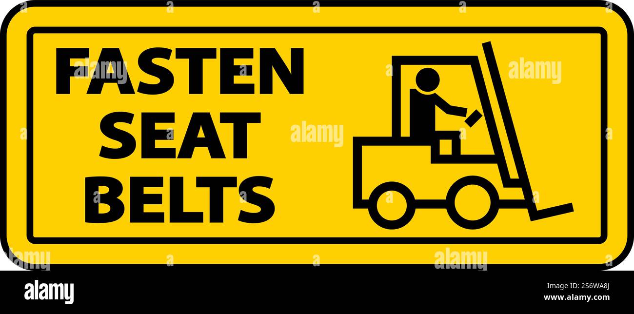 Fasten Seat Belts Label Sign On White Background Stock Vector Image ...