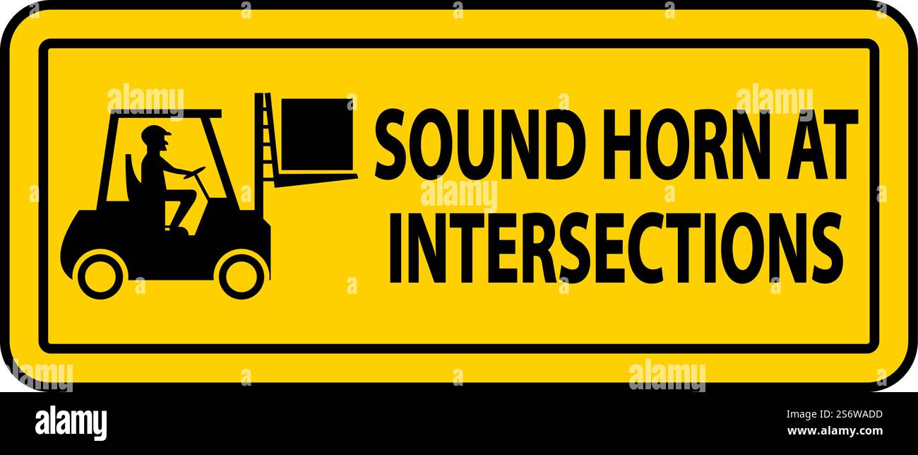 Sound Horn At Intersections Label Sign On White Background Stock Vector ...