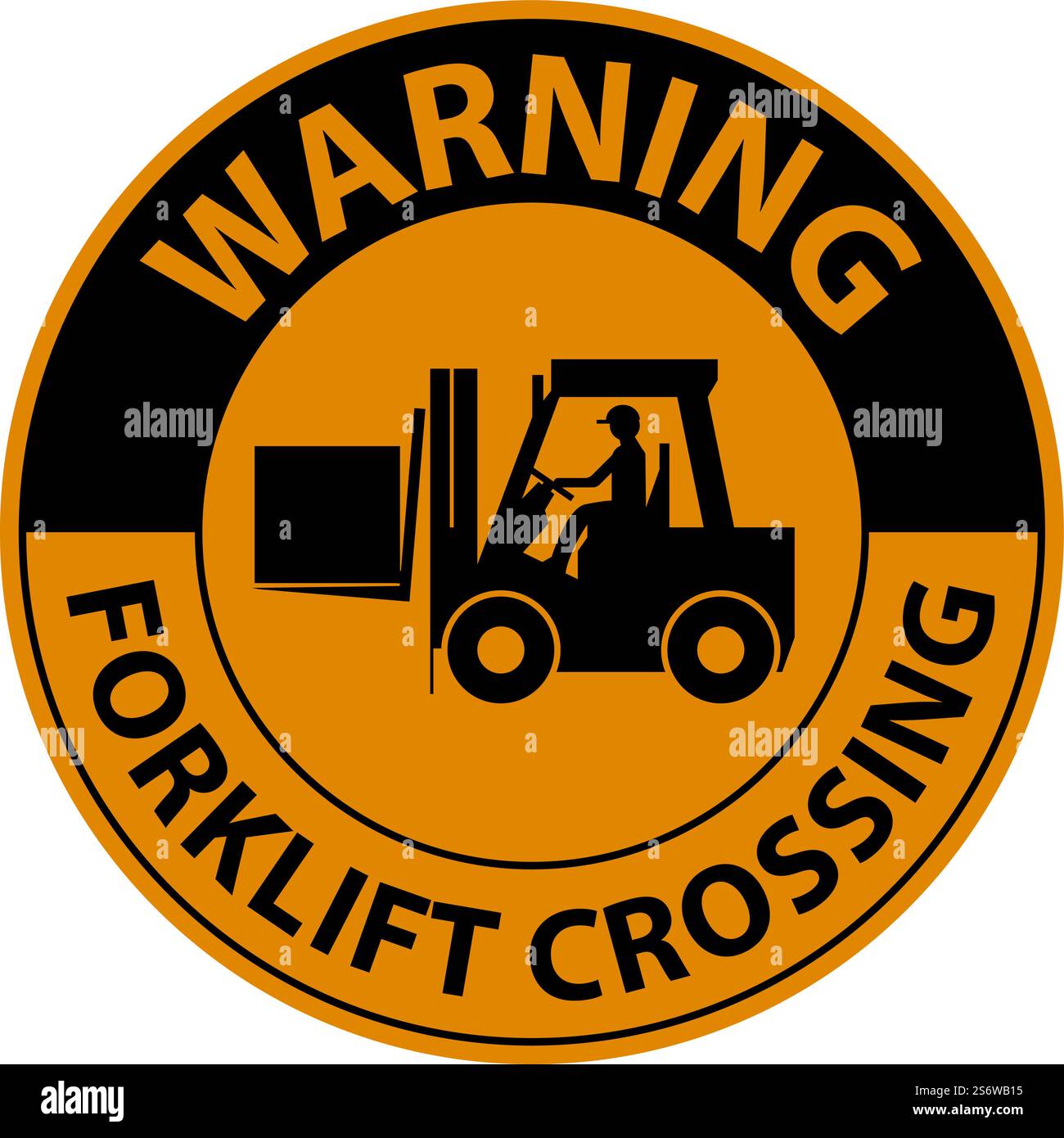 Warning Forklift Crossing Sign On White Background Stock Vector Image ...