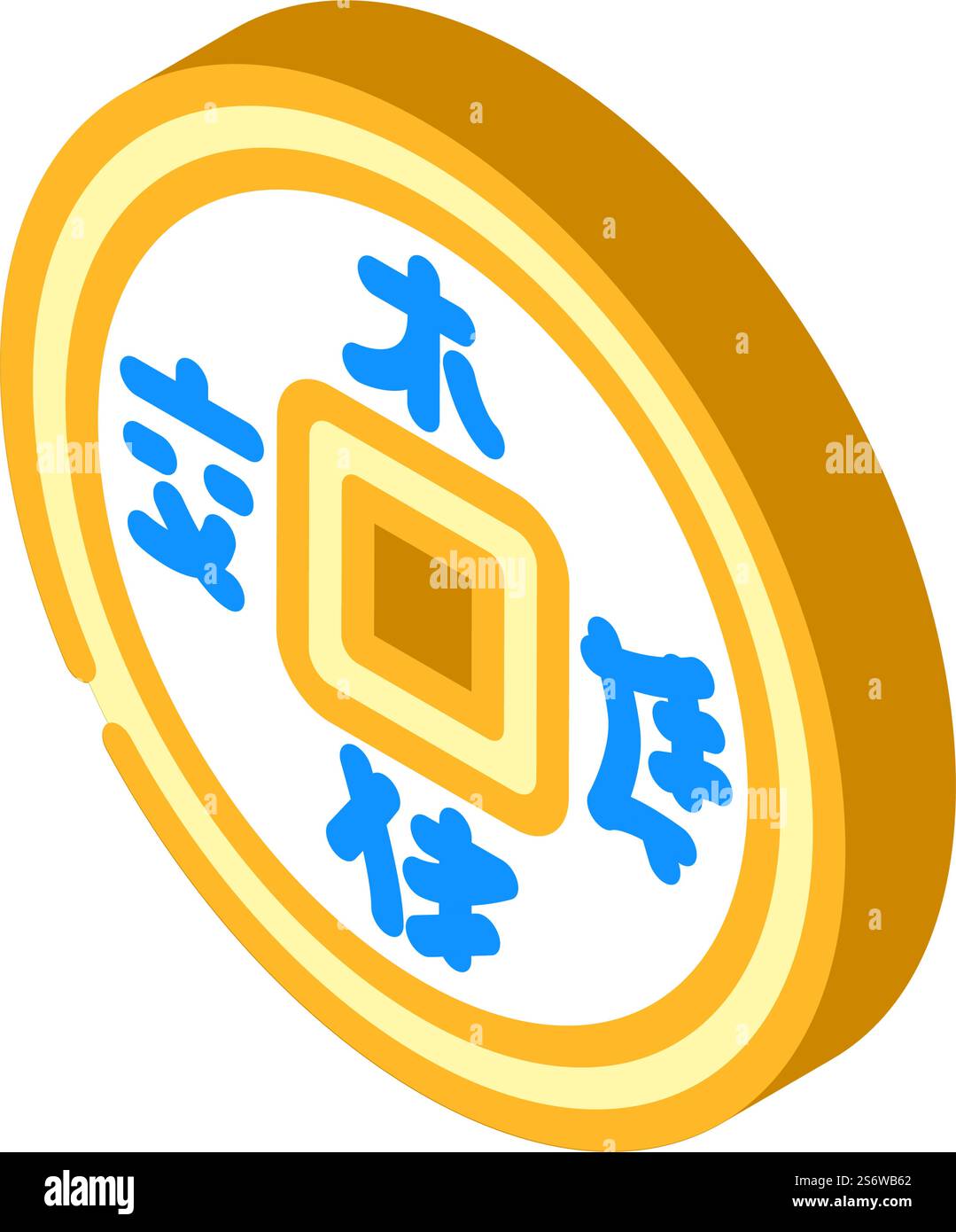 coin chinese isometric icon vector. coin chinese sign. isolated symbol ...