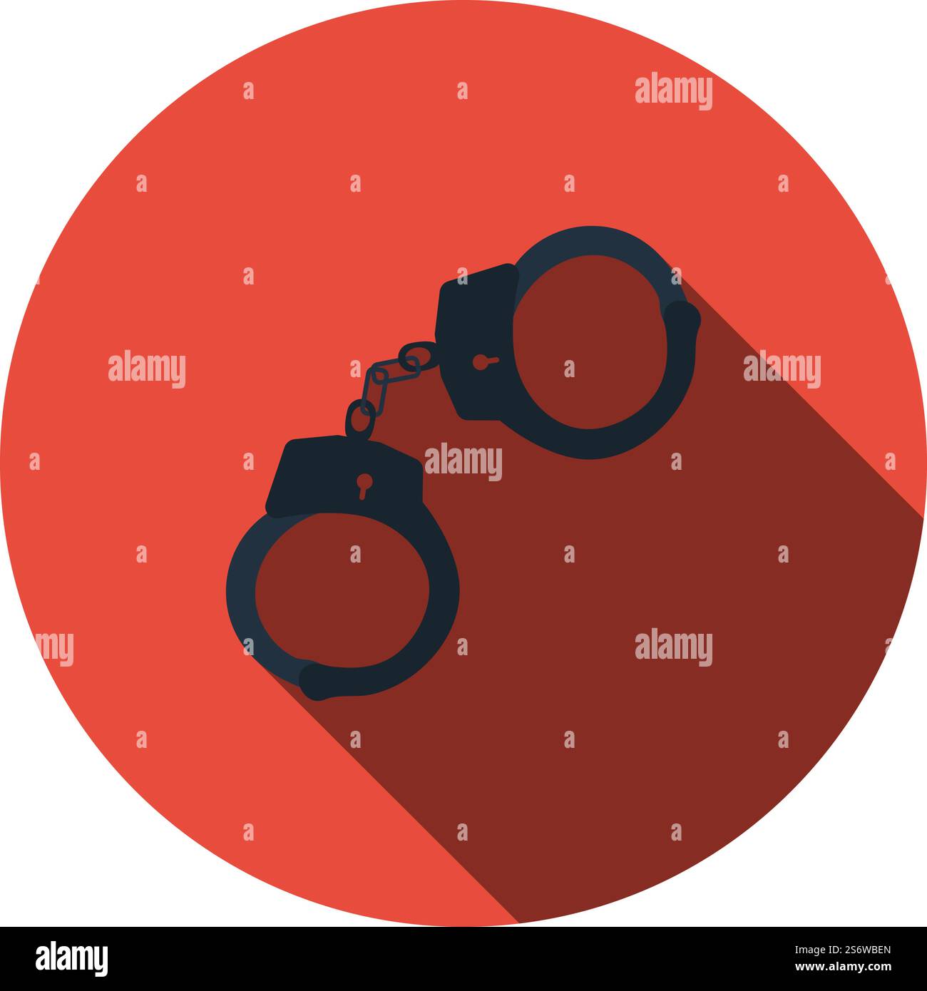 Police Handcuff Icon. Flat Circle Stencil Design With Long Shadow ...