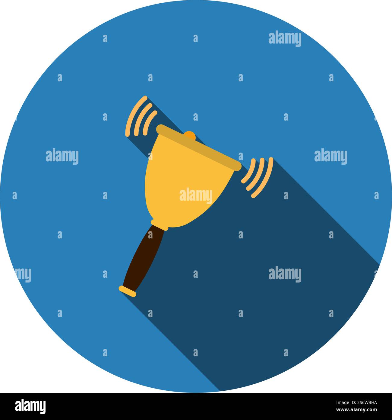 School Hand Bell Icon. Flat Circle Stencil Design With Long Shadow ...