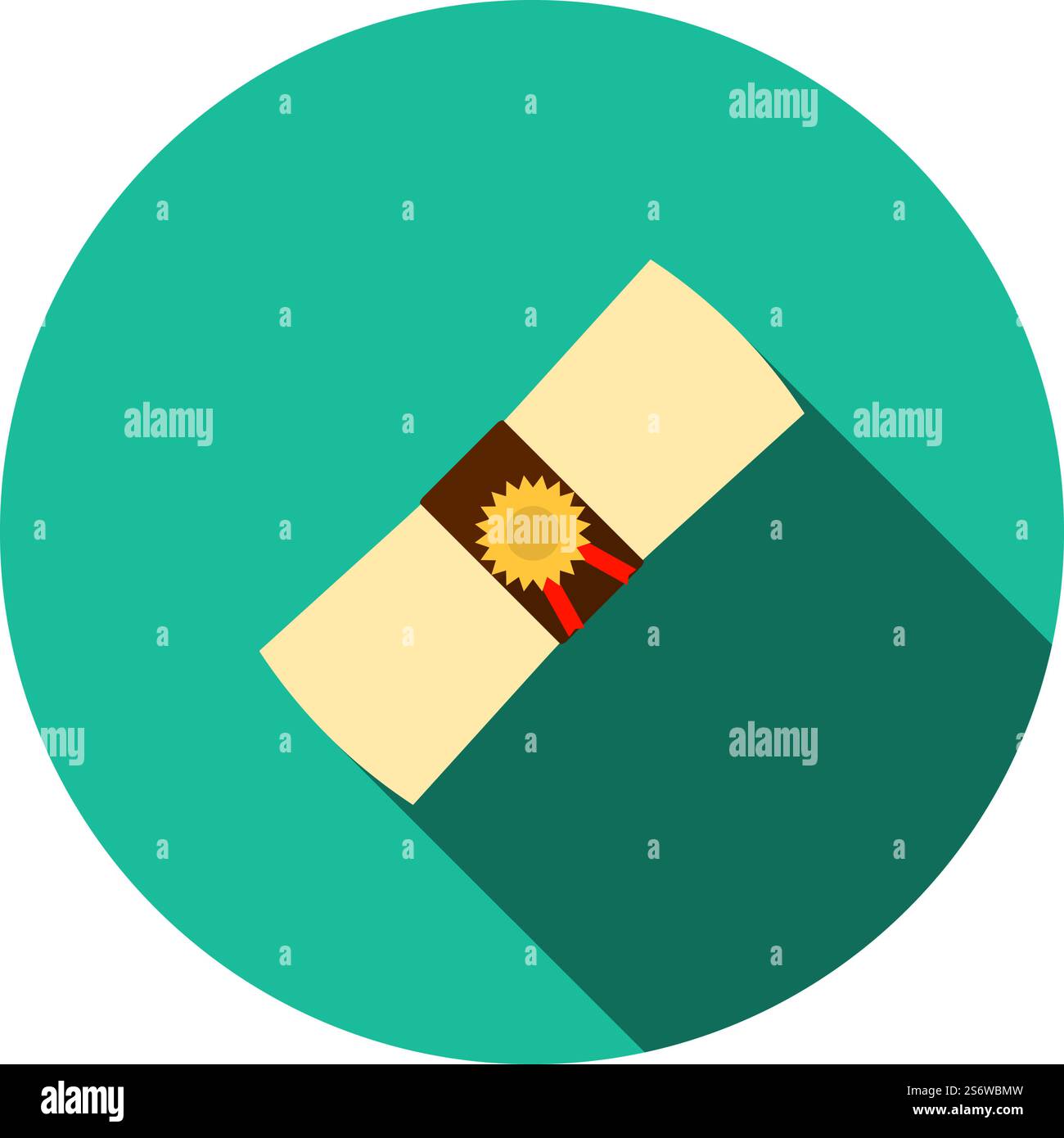 Diploma Icon. Flat Circle Stencil Design With Long Shadow. Vector ...