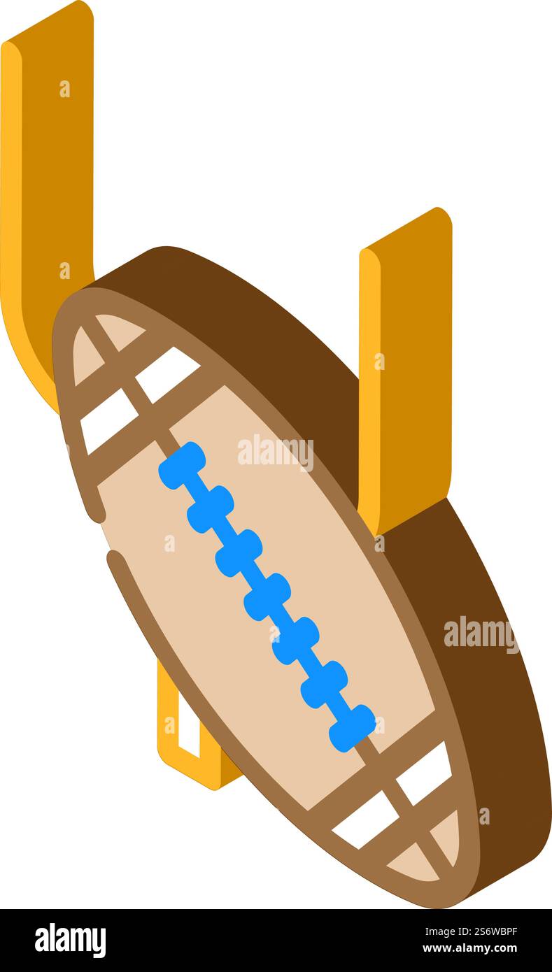 rugby game ball and gate isometric icon vector. rugby game ball and ...