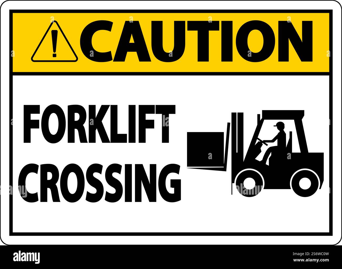 Caution Forklift Crossing Sign On White Background Stock Vector Image ...