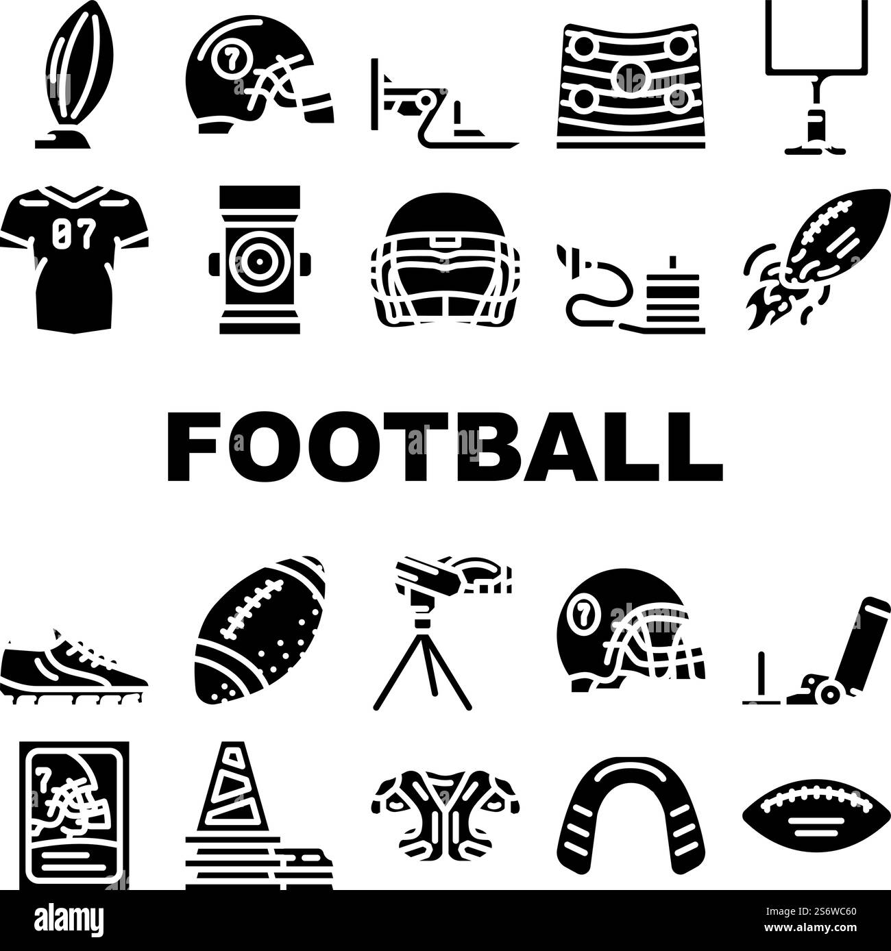 American football accessories icons set vector american football ball ...