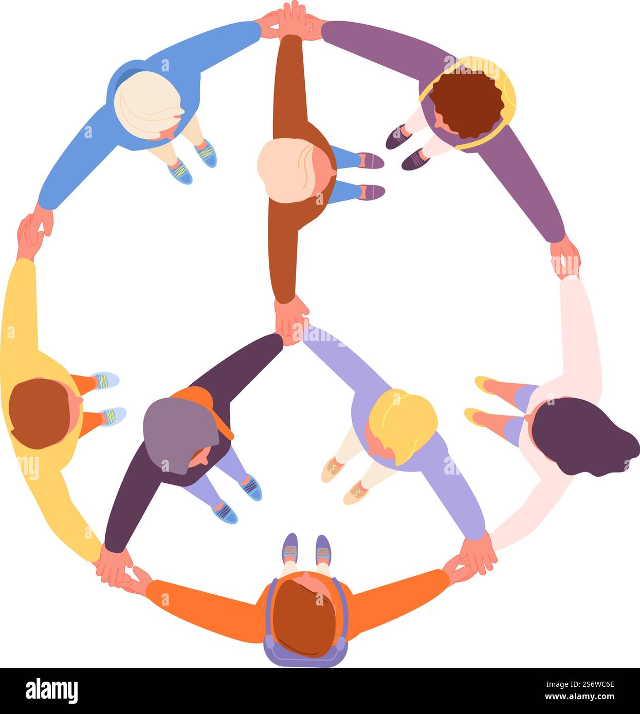 People in peace symbol. Hugging support circle, man lifestyle and ...