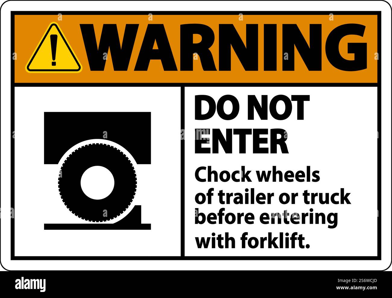 Warning Chock Wheels of Trailer Sign On White Background Stock Vector ...