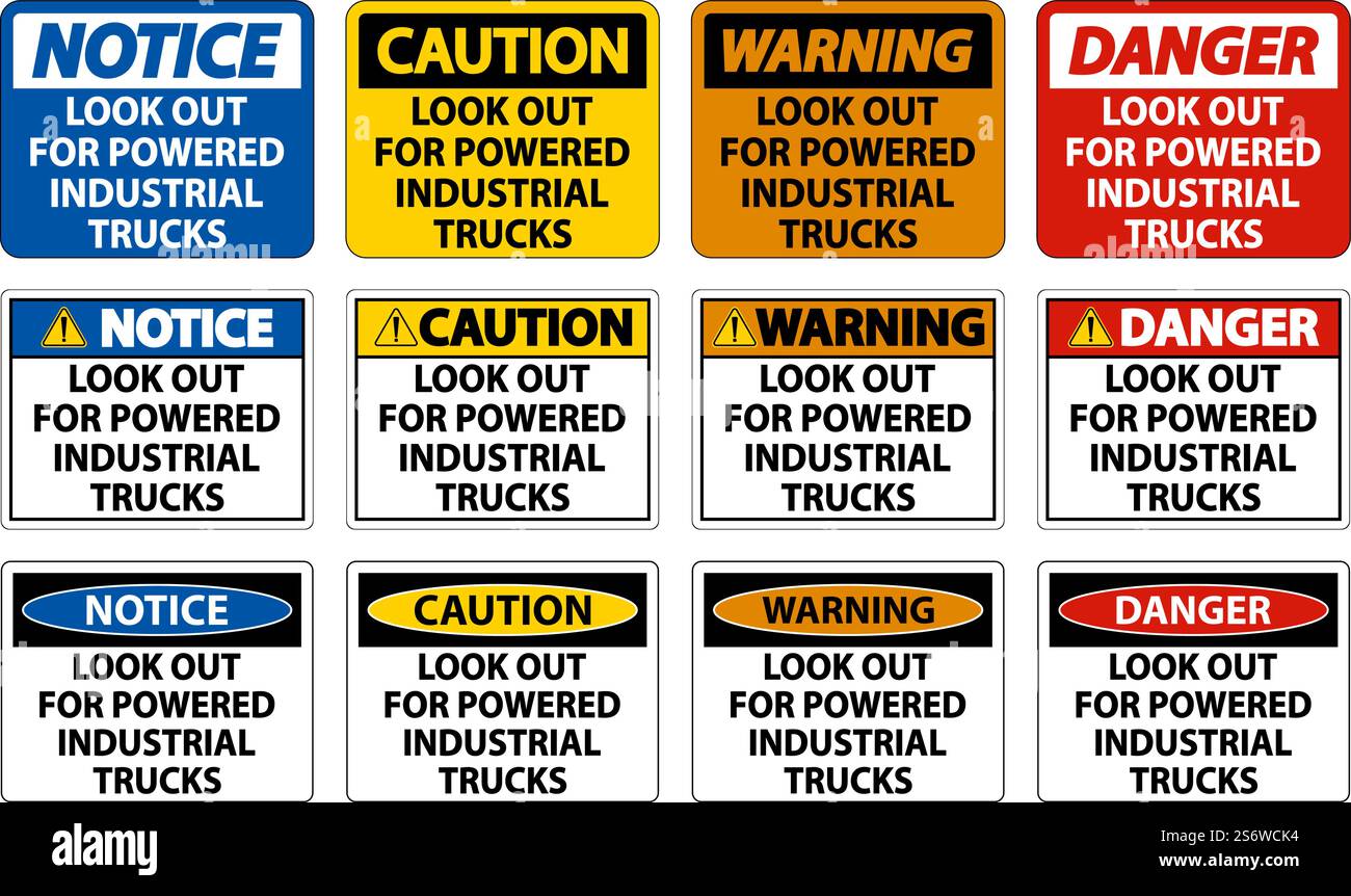 Caution Look Out For Trucks Sign On White Background Stock Vector Image ...
