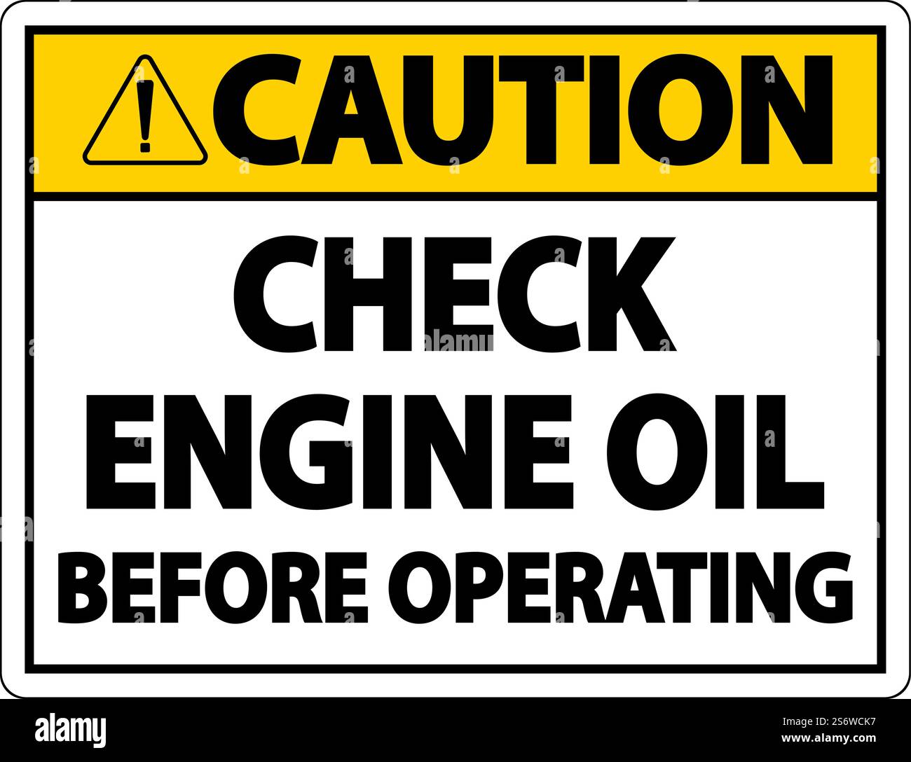 Caution Check Oil Before Operating Label Sign On White Background Stock ...