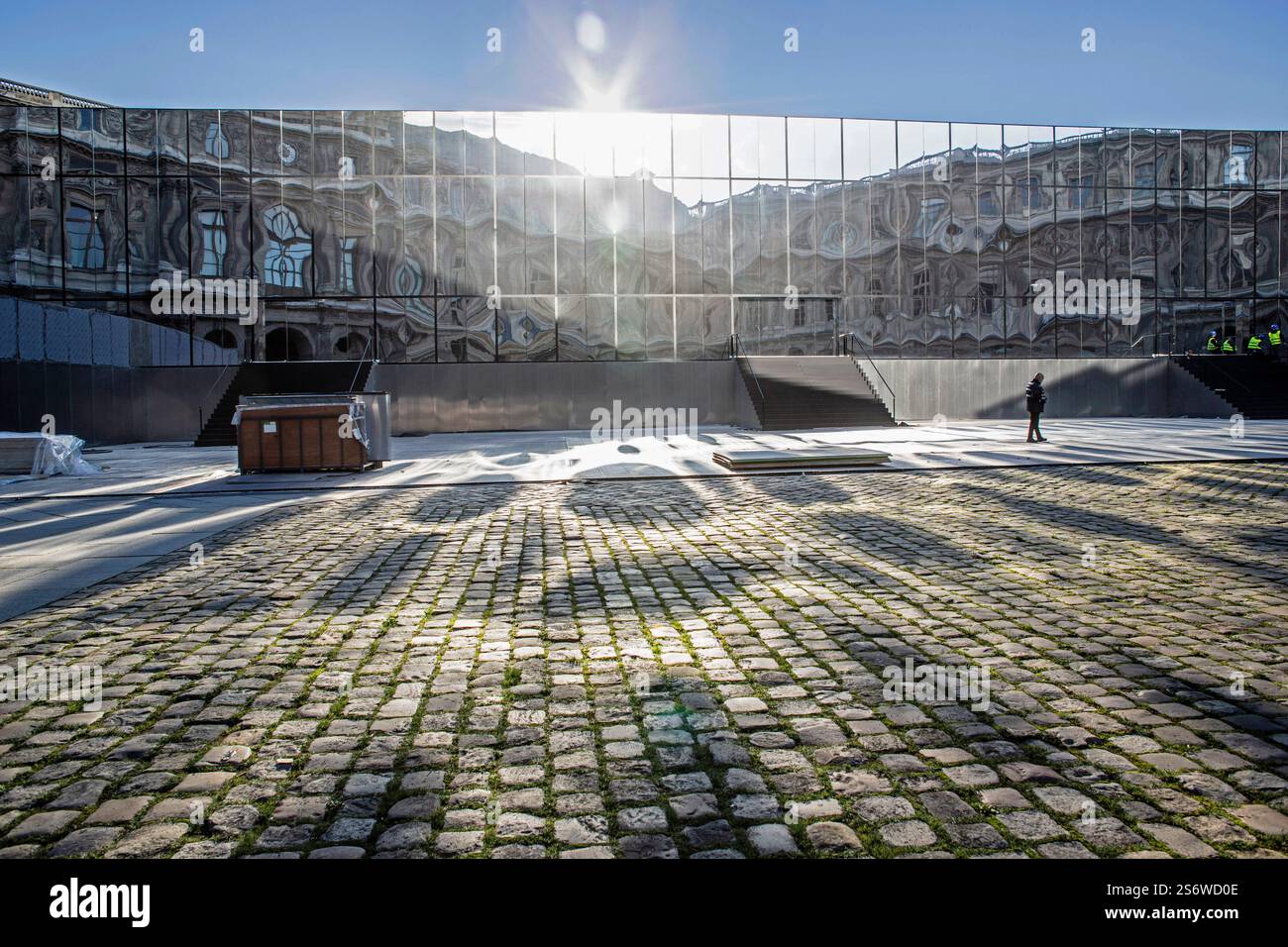 France, Paris, 1st arrondissement, Palais du Louvre, Cour Carree, wall ...