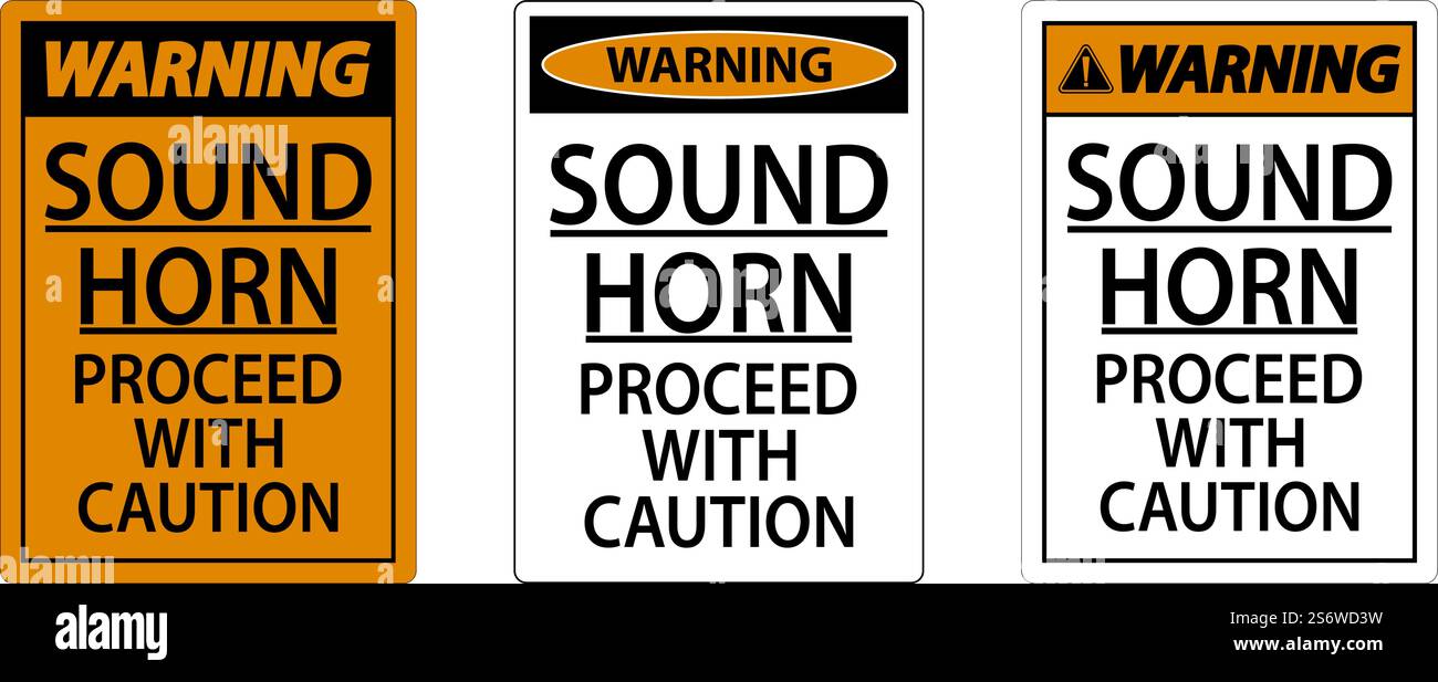 Sound Horn Proceed With Warning Sign On White Background Stock Vector ...