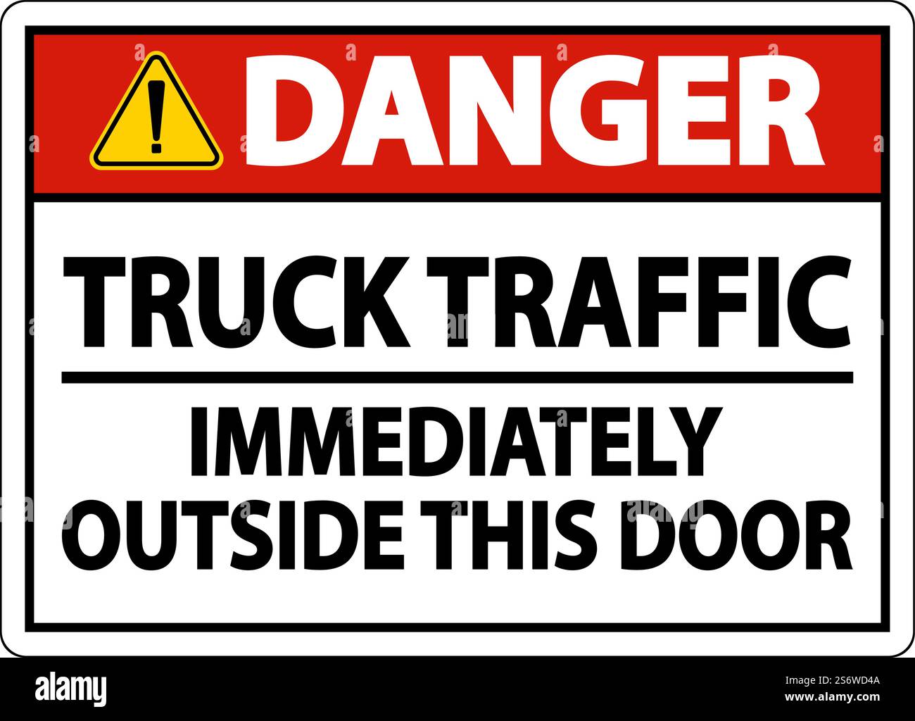 Danger Immediately Outside This Door Sign On White Background Stock ...