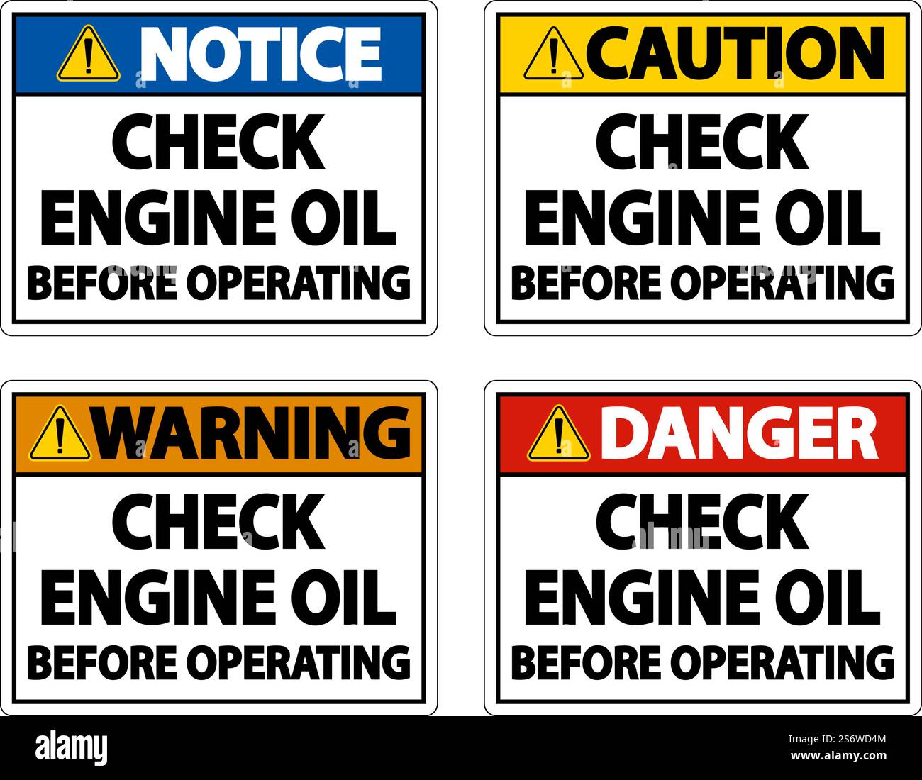 Check Oil Before Operating Label Sign On White Background Stock Vector ...